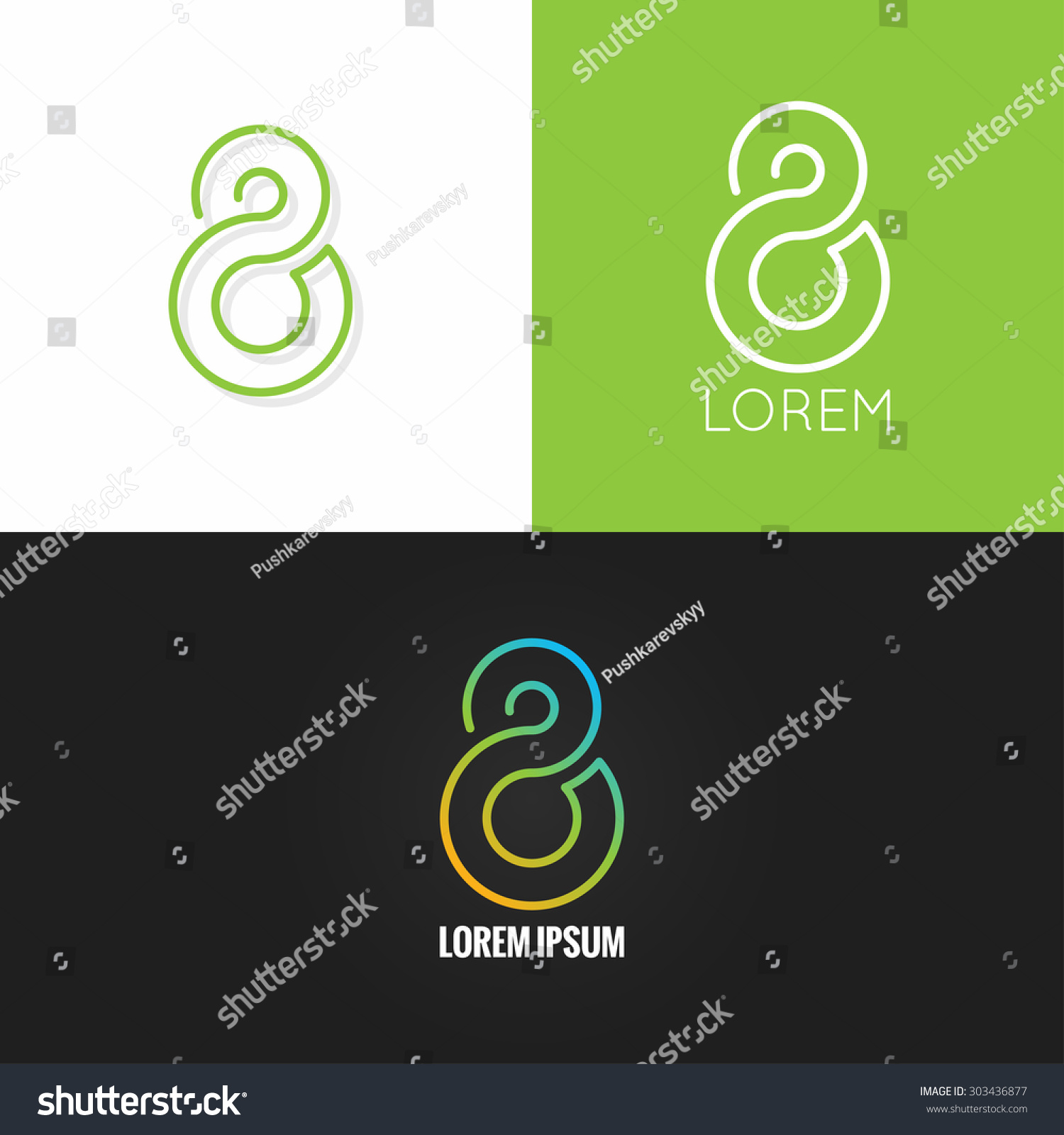 Number Eight 8 Logo Design Icon Set Background Stock Vector ...