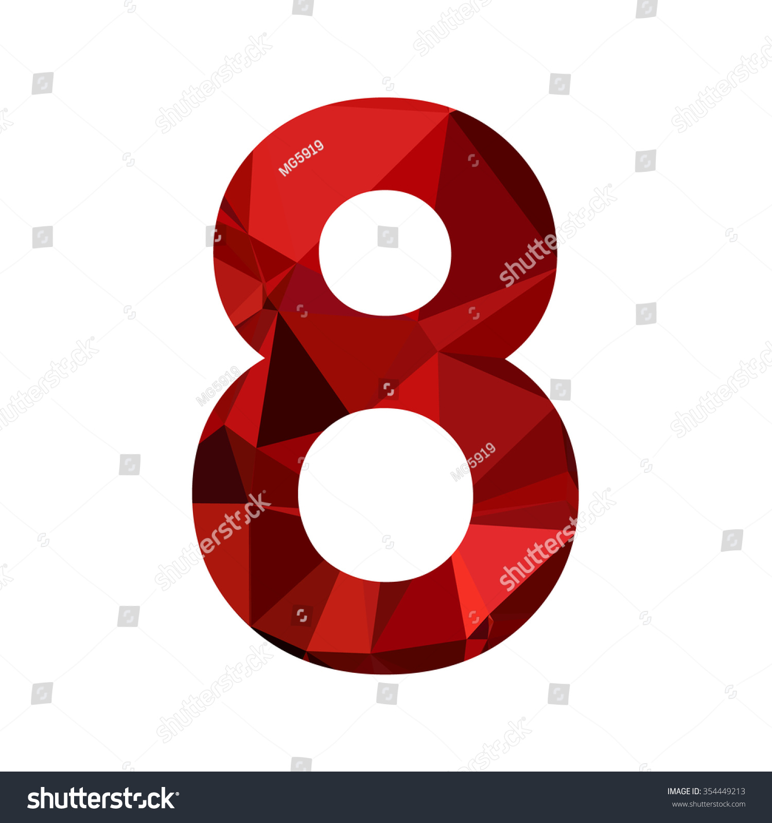 Number Eight Red Polygonal Vector Designvector Stock Vector (Royalty ...