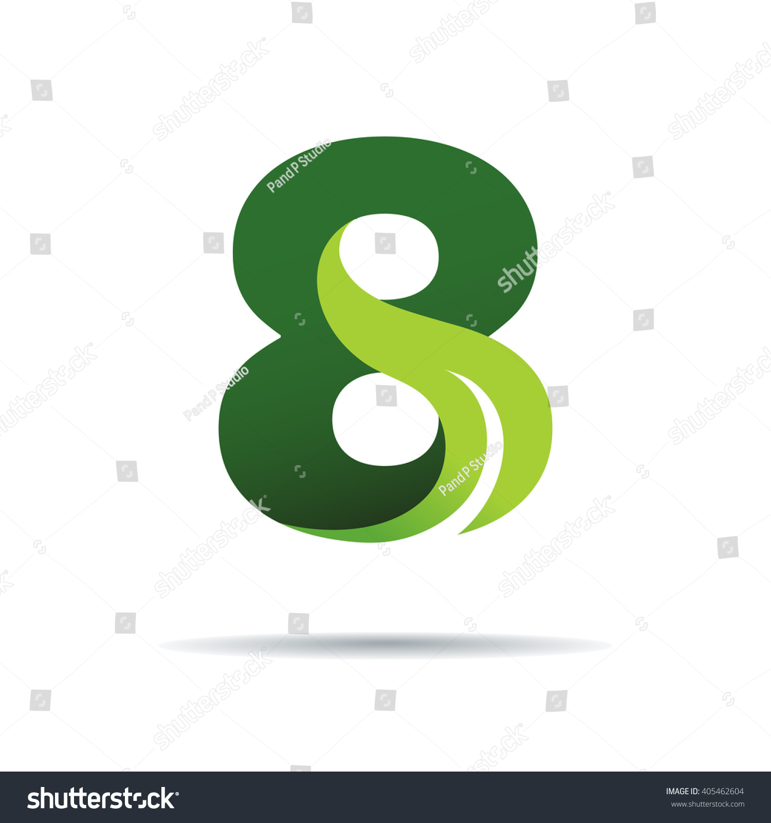 Number Eight Green Leaves Vector Logo Stock Vector (Royalty Free ...