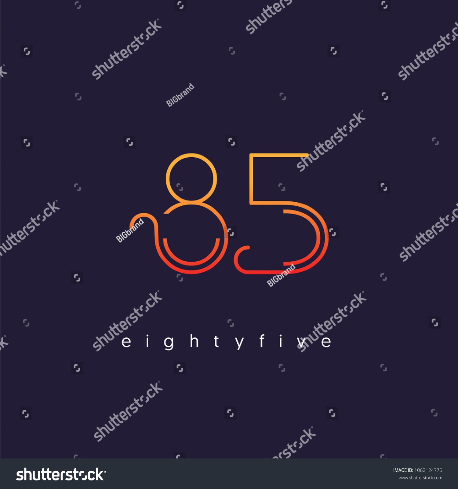 Number Eighty Five Digit 85 Logo Stock Vector (Royalty Free) 1062124775 ...