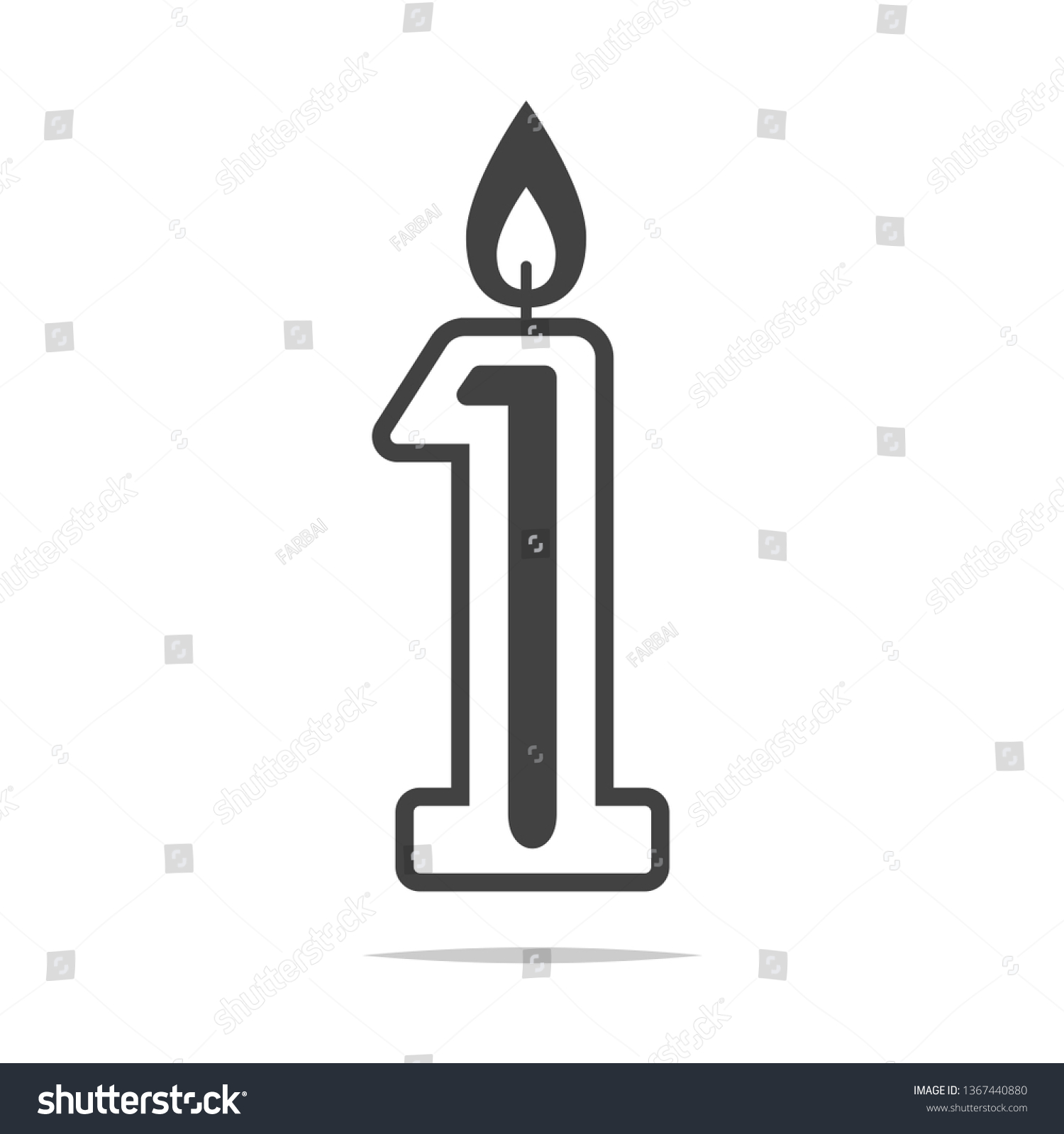 Number 1 First Candle Icon Stock Vector (Royalty Free) 1367440880