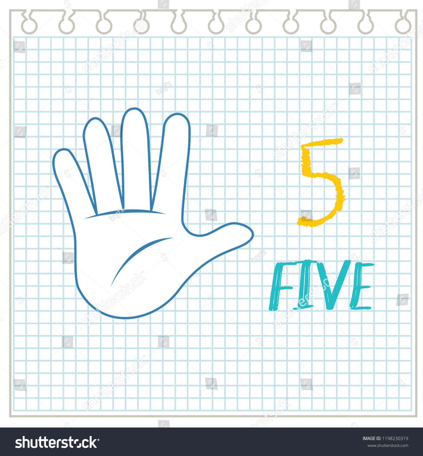 Number Five Hand Gesture Note Illustration Stock Vector (Royalty Free ...