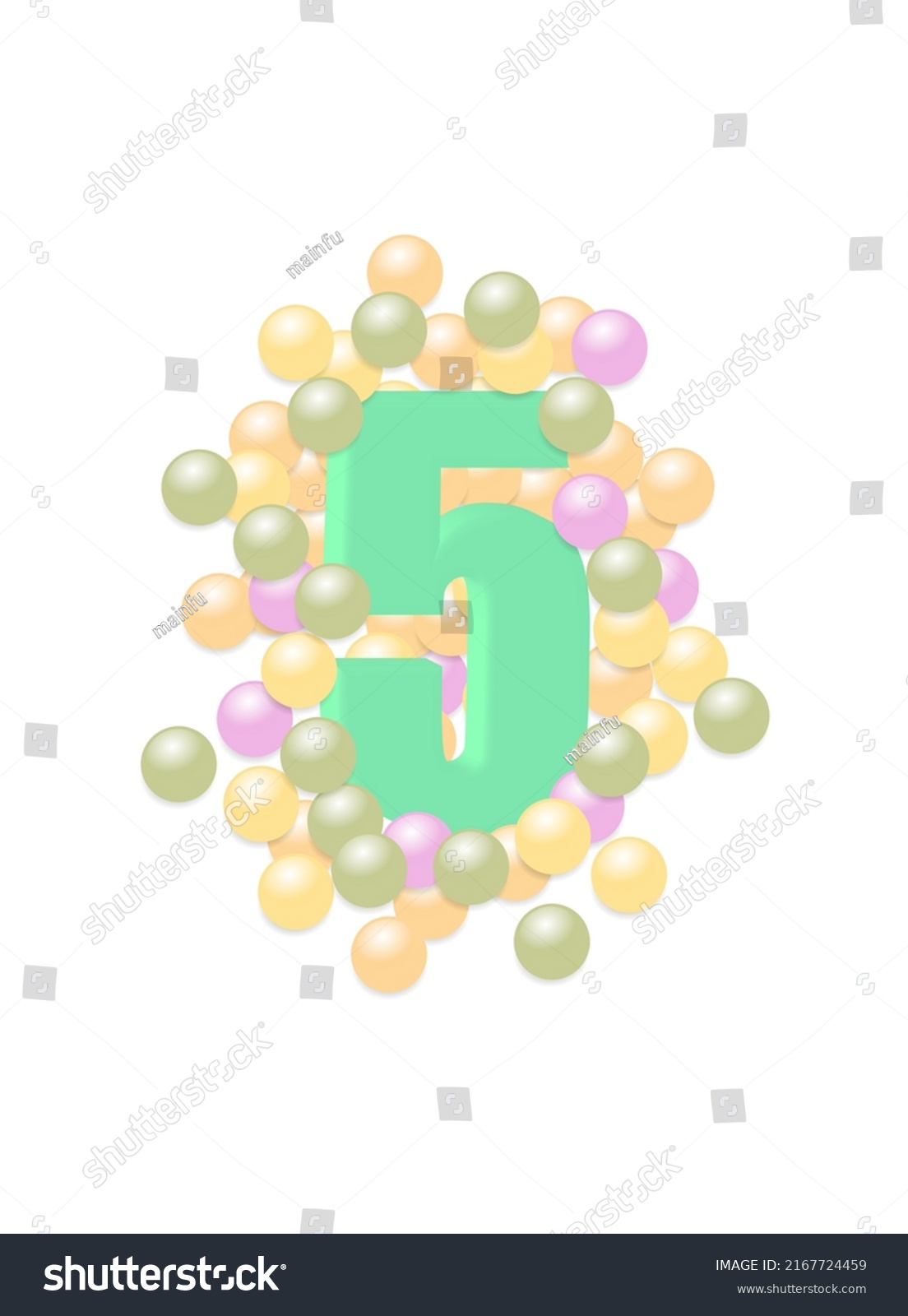 Number Five Colored Balls Vector Illustration Stock Vector (Royalty ...