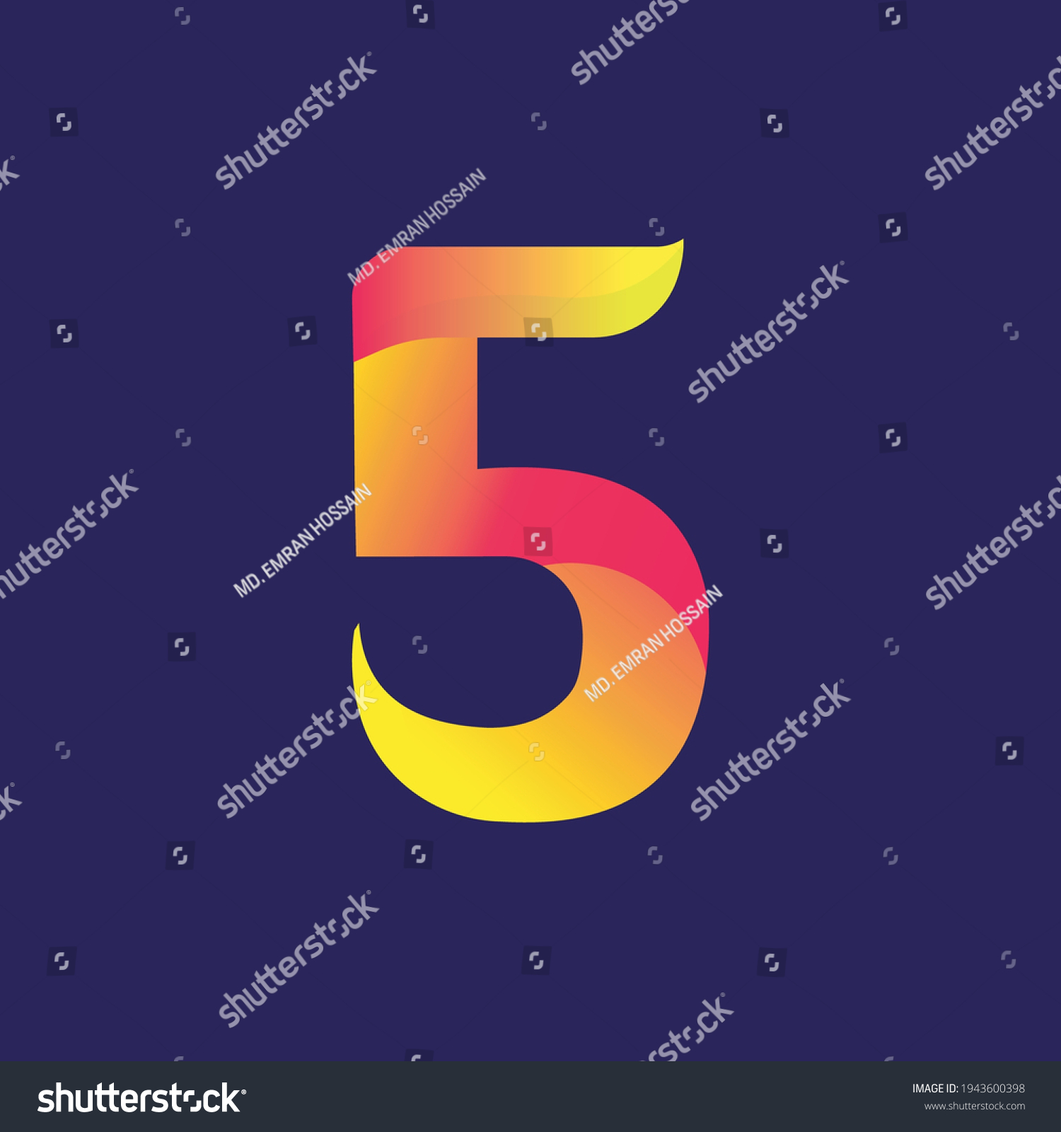 Number Five 5 Logo Design Icon Stock Vector (Royalty Free) 1943600398