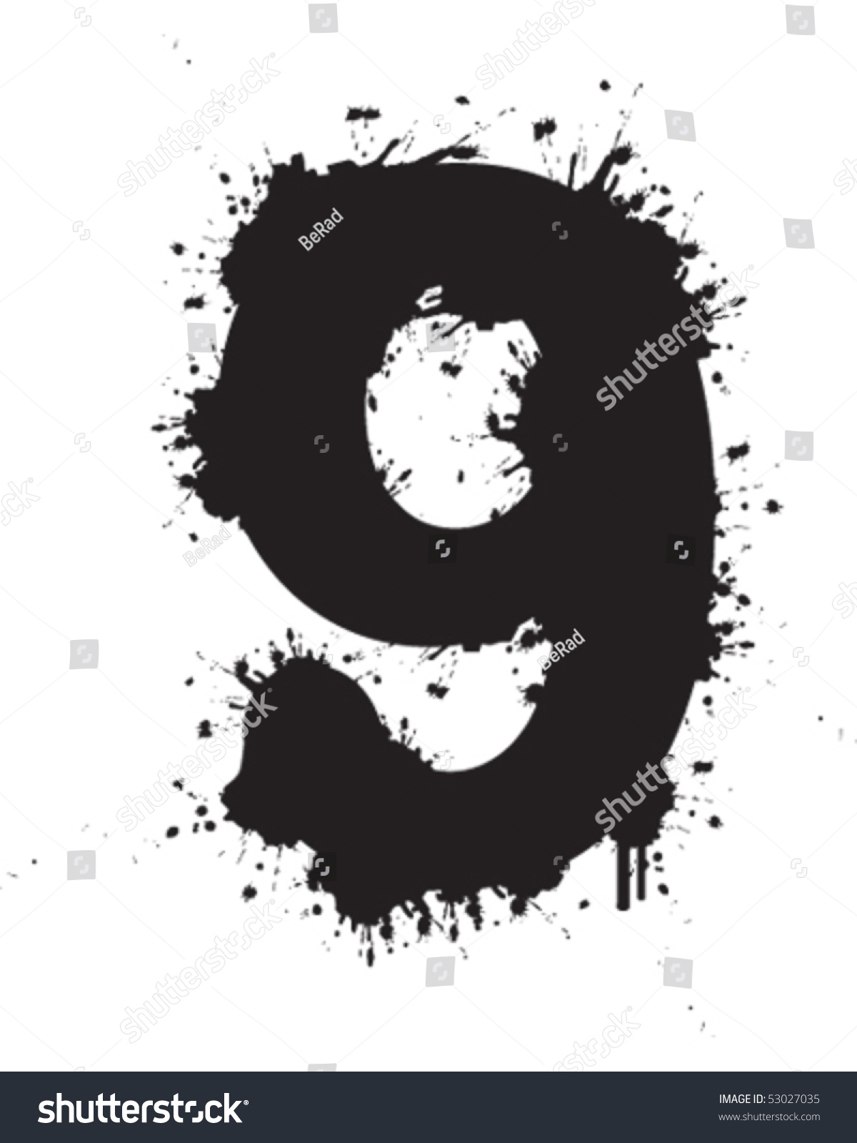 Number Graffiti Nine Stock Vector (Royalty Free) 53027035