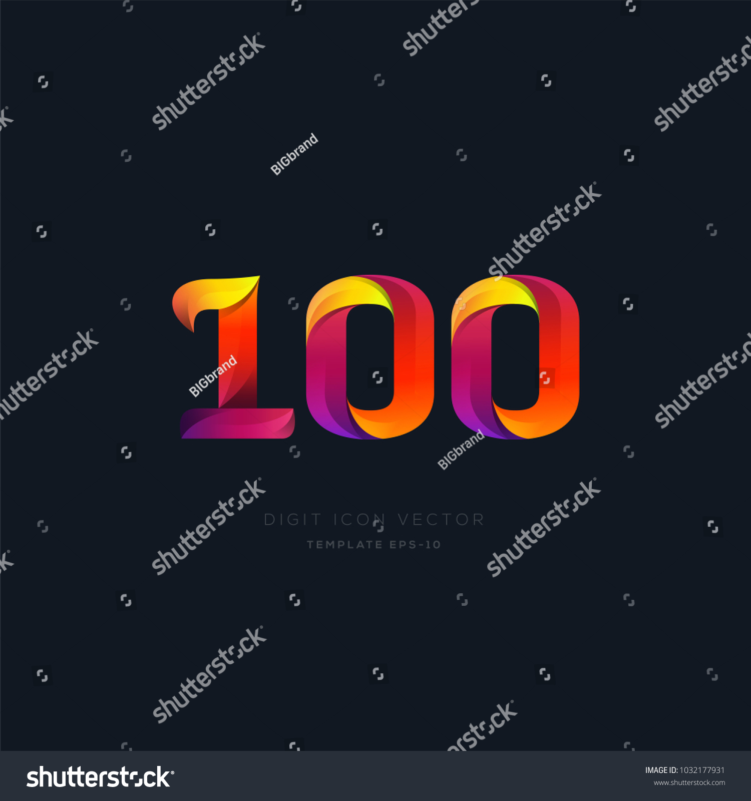 Number 100 Hundred Multi Colour Digit Stock Vector (Royalty Free ...