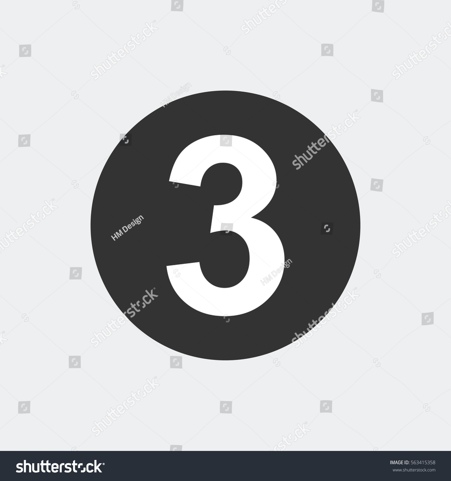 Number 3 Icon Vector Stock Vector (Royalty Free) 563415358