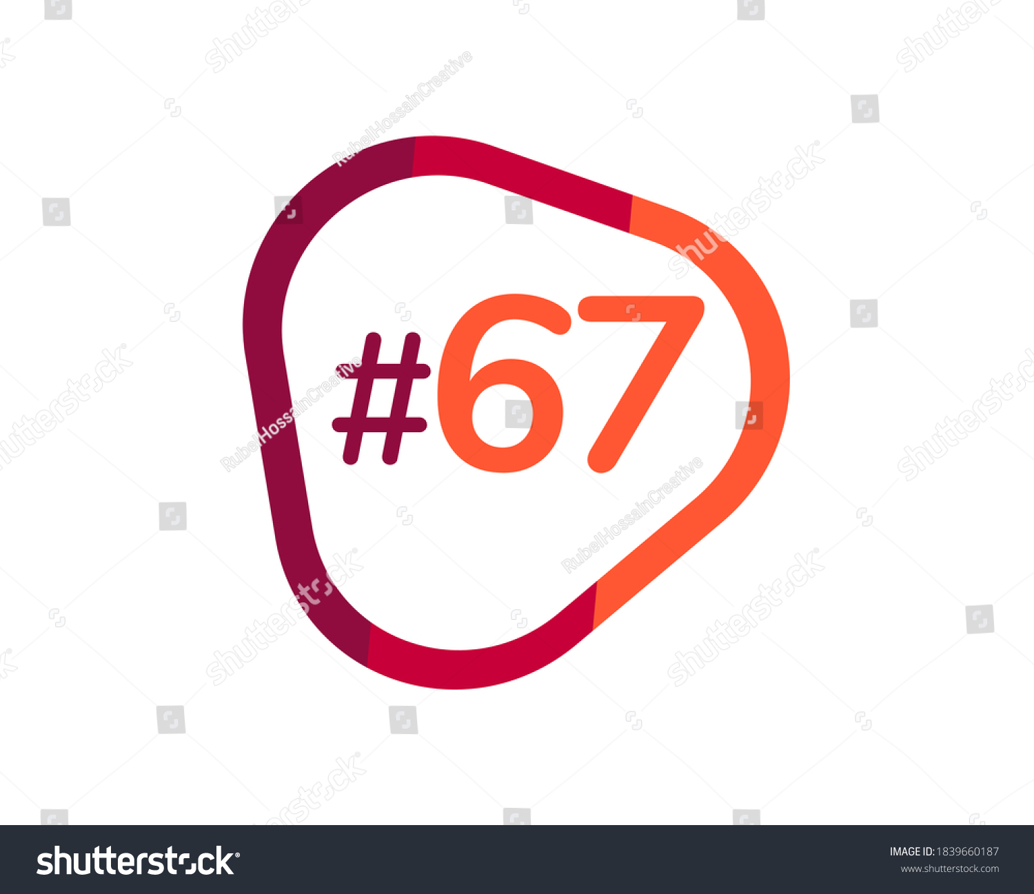 Number 67 Image Design 67 Logos Stock Vector (Royalty Free) 1839660187 ...