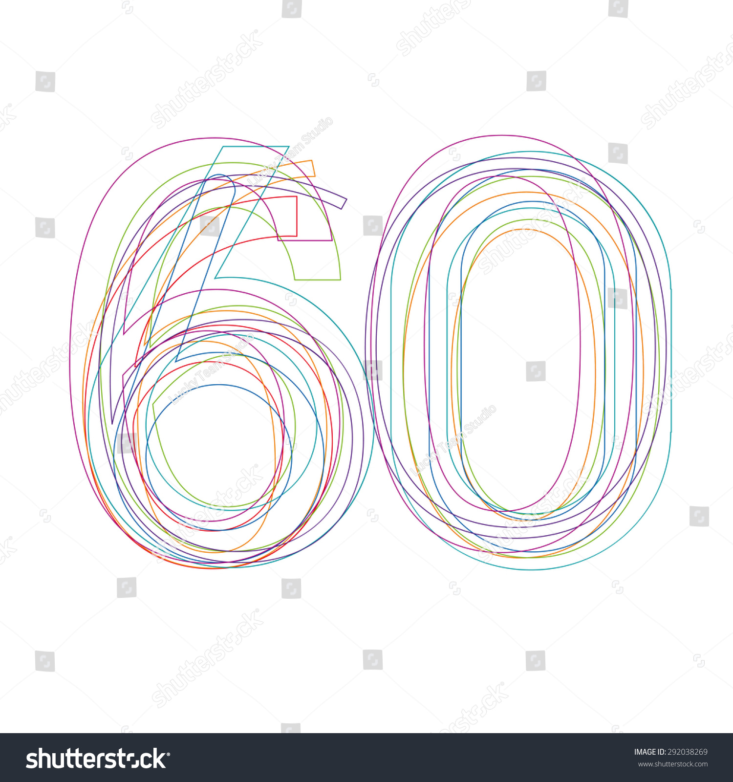 Number 60 In Outline Stock Vector Illustration 292038269 : Shutterstock