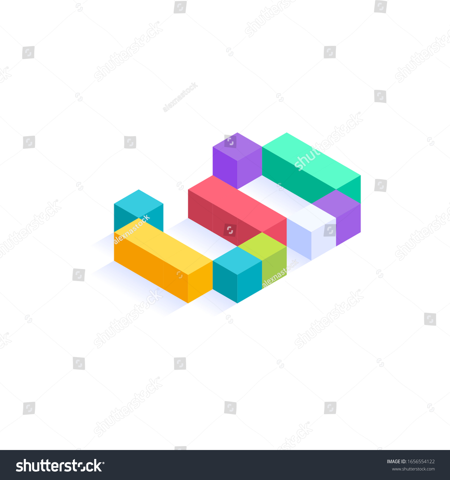 Number 3 Isometric Colorful Cubes 3d Stock Vector Royalty Free 1656554122