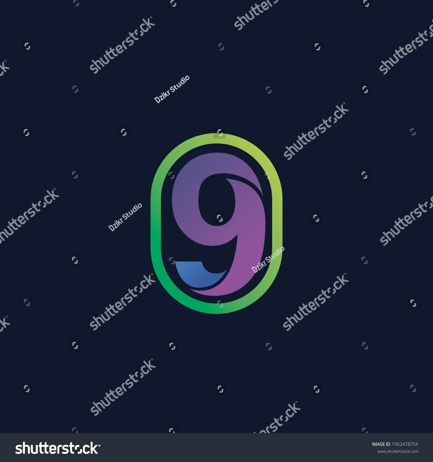 Number 9 Logo Design Vector Stock Vector (Royalty Free) 1952478754 ...
