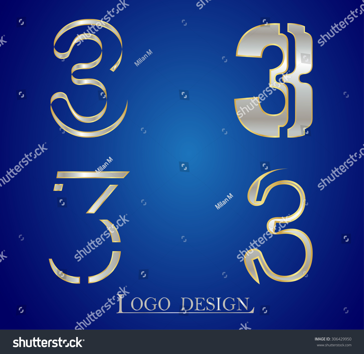 Number Logo Designnumber Three Logologo 3 Stock Vector (Royalty Free ...