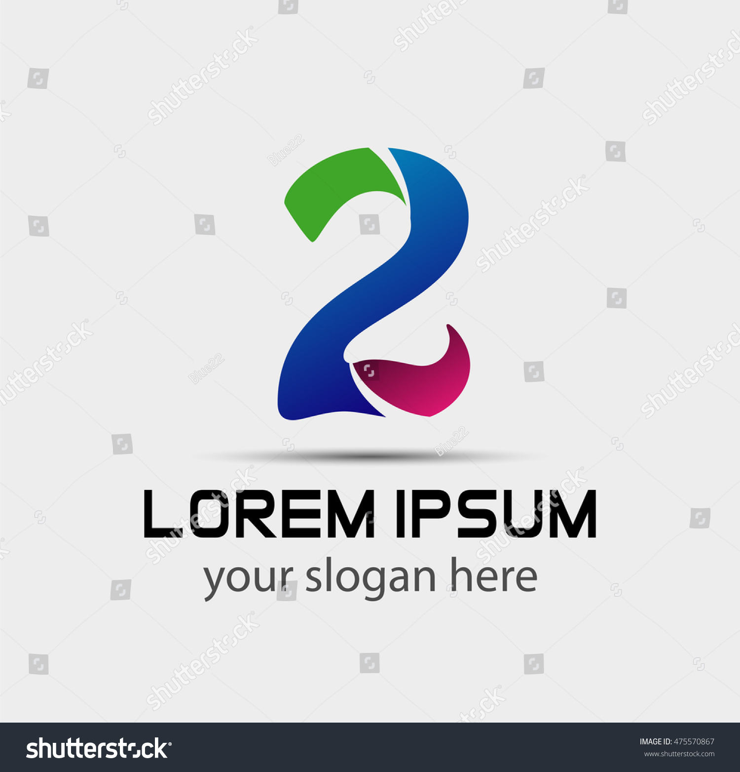 Number Logo Designnumber Two Logologo 2: vector de stock (libre de ...