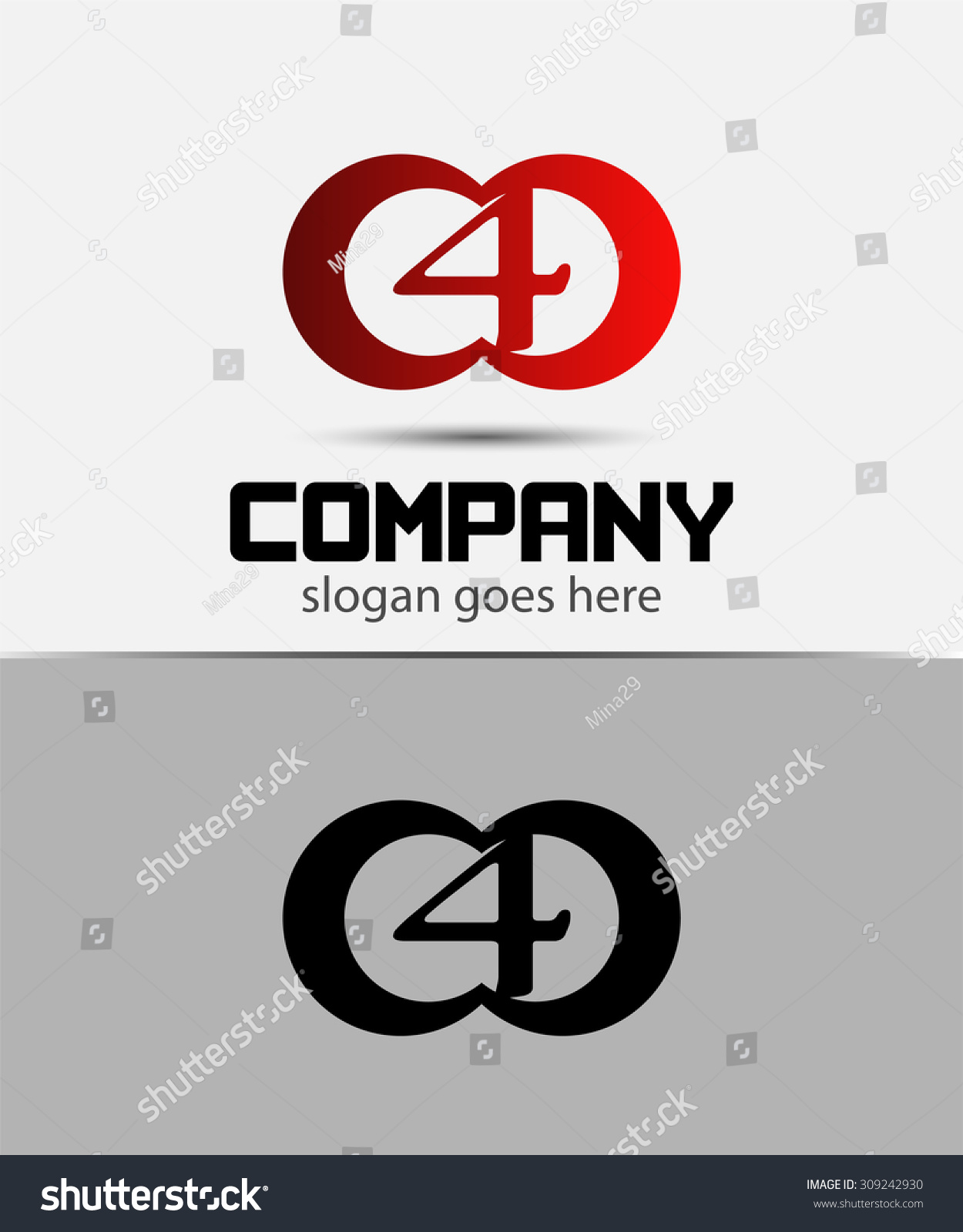 Number 4 Logo Vector Logotype Design: vector de stock (libre de ...
