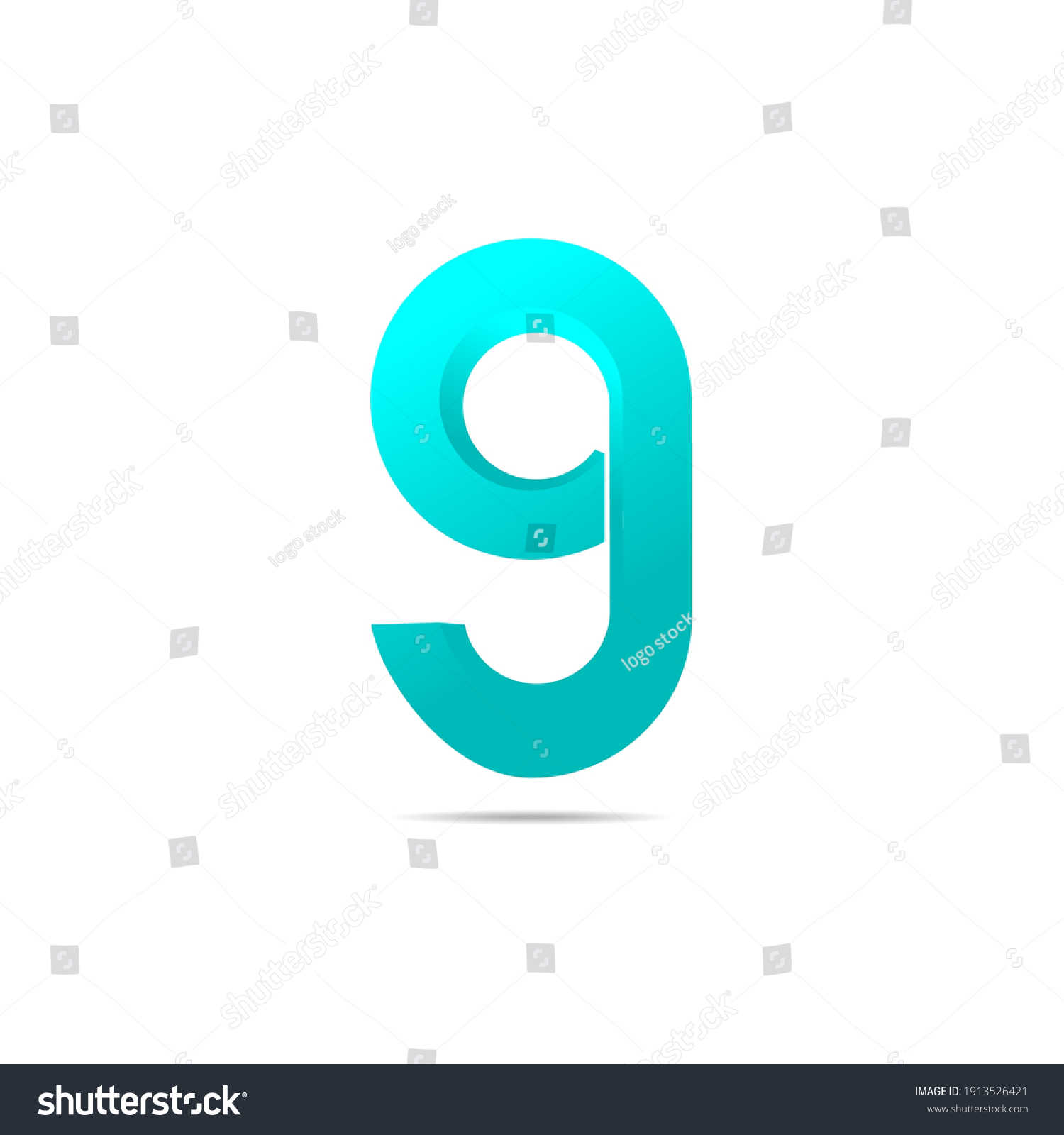 Number 9 Logo Vector Bright Blue Stock Vector (Royalty Free) 1913526421