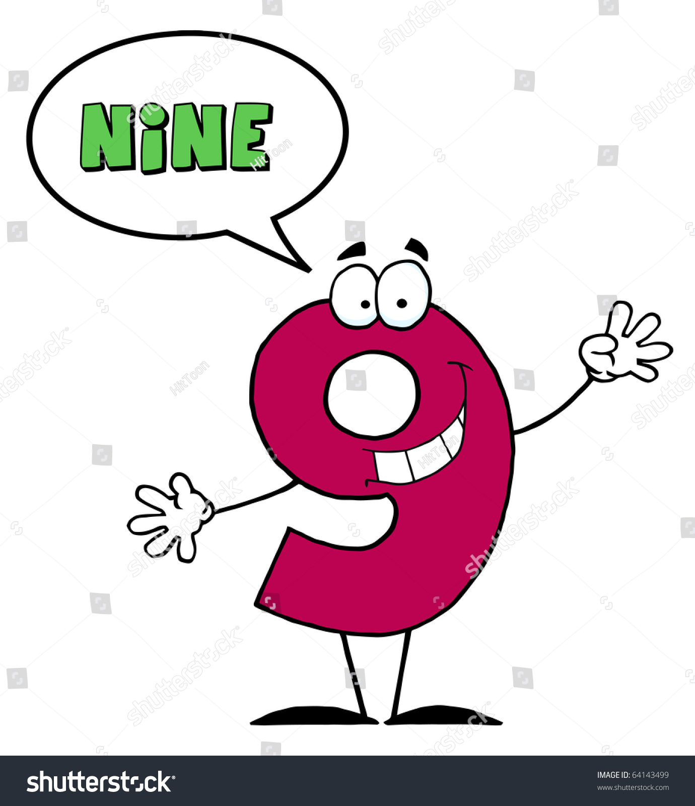 Number 9 Nine Guy With Speech Bubble Stock Vector Illustration 64143499 ...