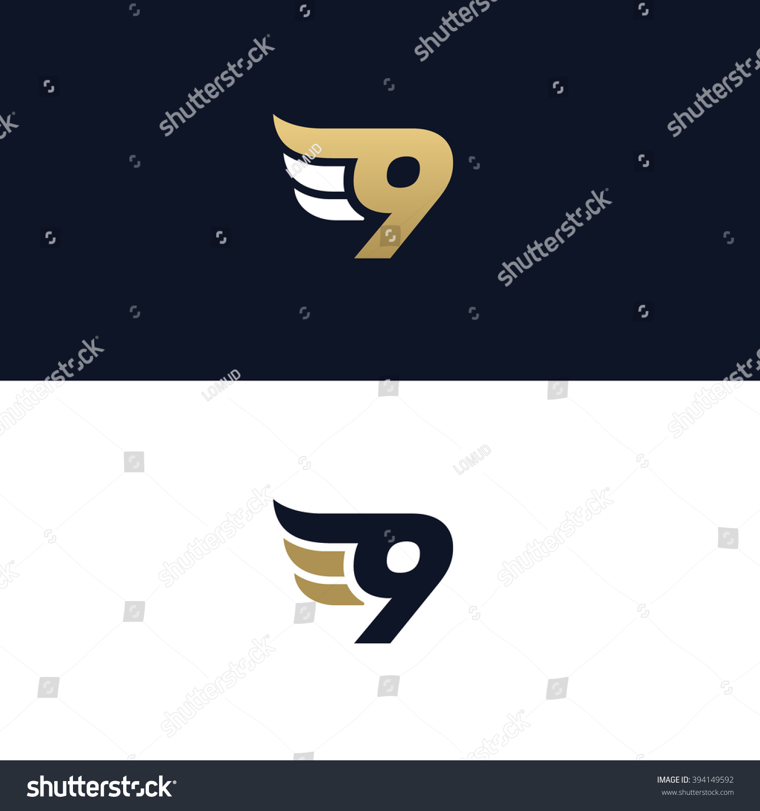 Number Nine Logo Template Wings Design Stock Vector (Royalty Free ... Number Nine Logo Template Wings Design Stock Vector (Royalty Free ...