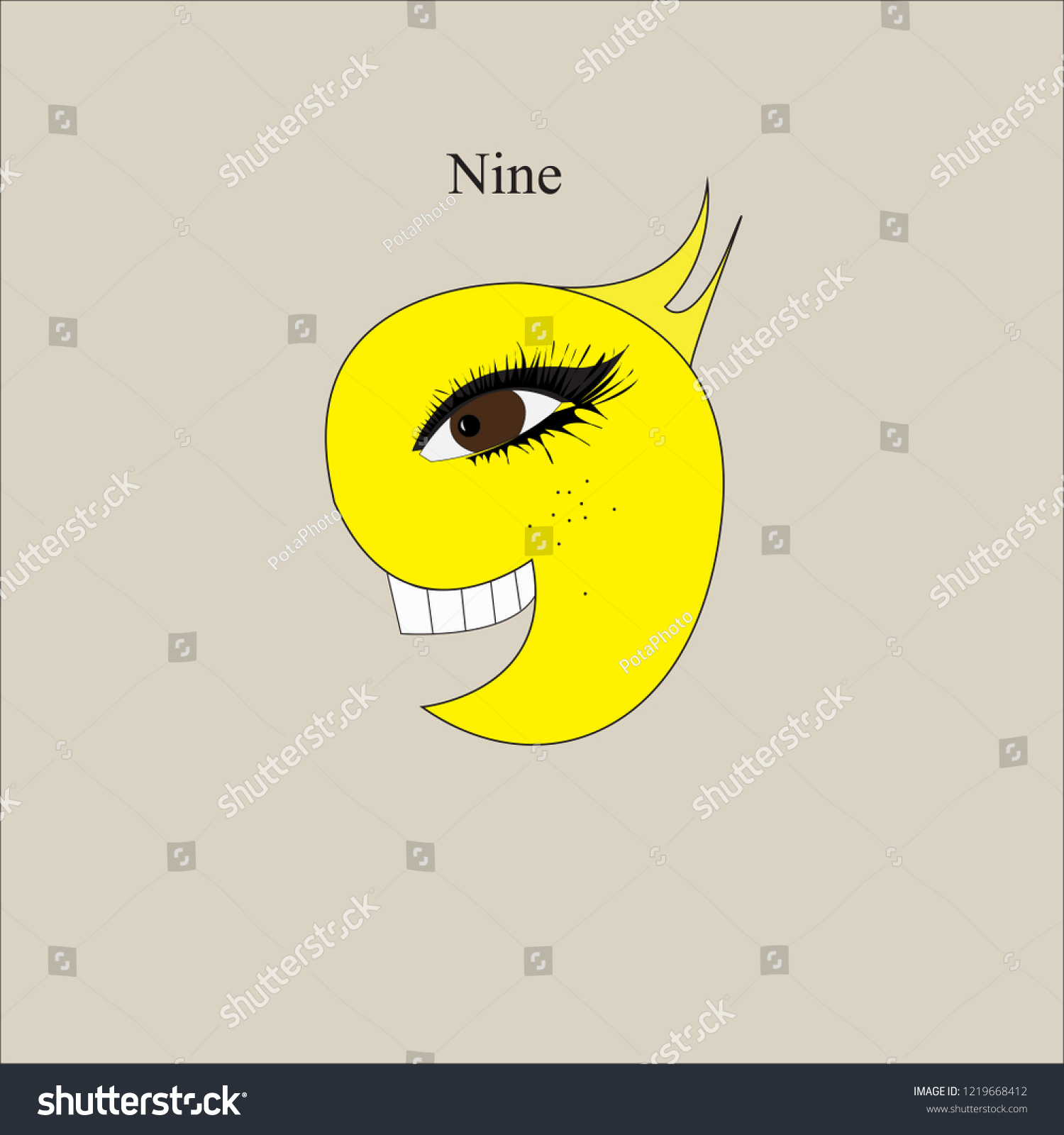 Number Nine Vector Cartoon Stock Vector (Royalty Free) 1219668412
