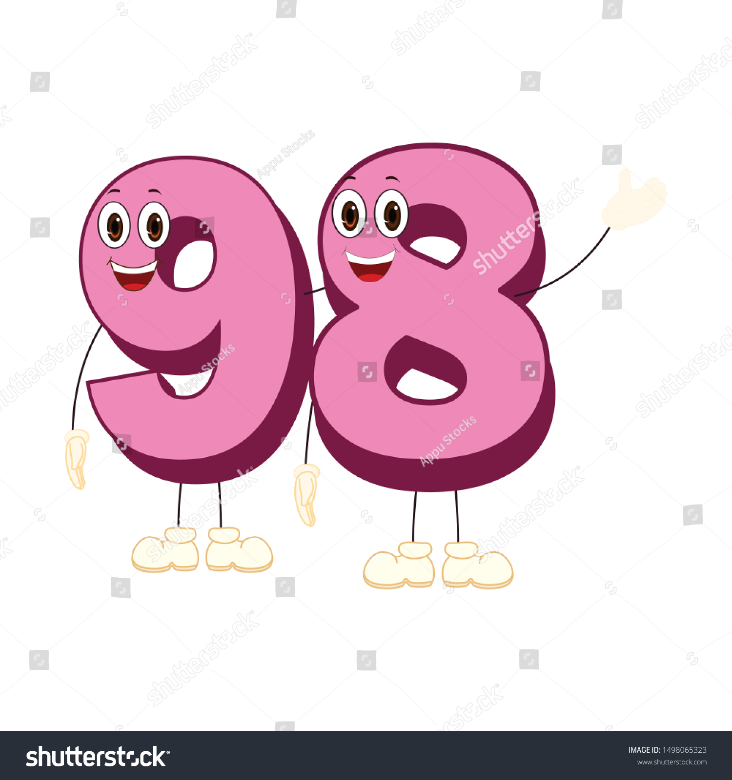 Number Ninety Eight Cartoon Vector Image: vetor stock (livre de ...