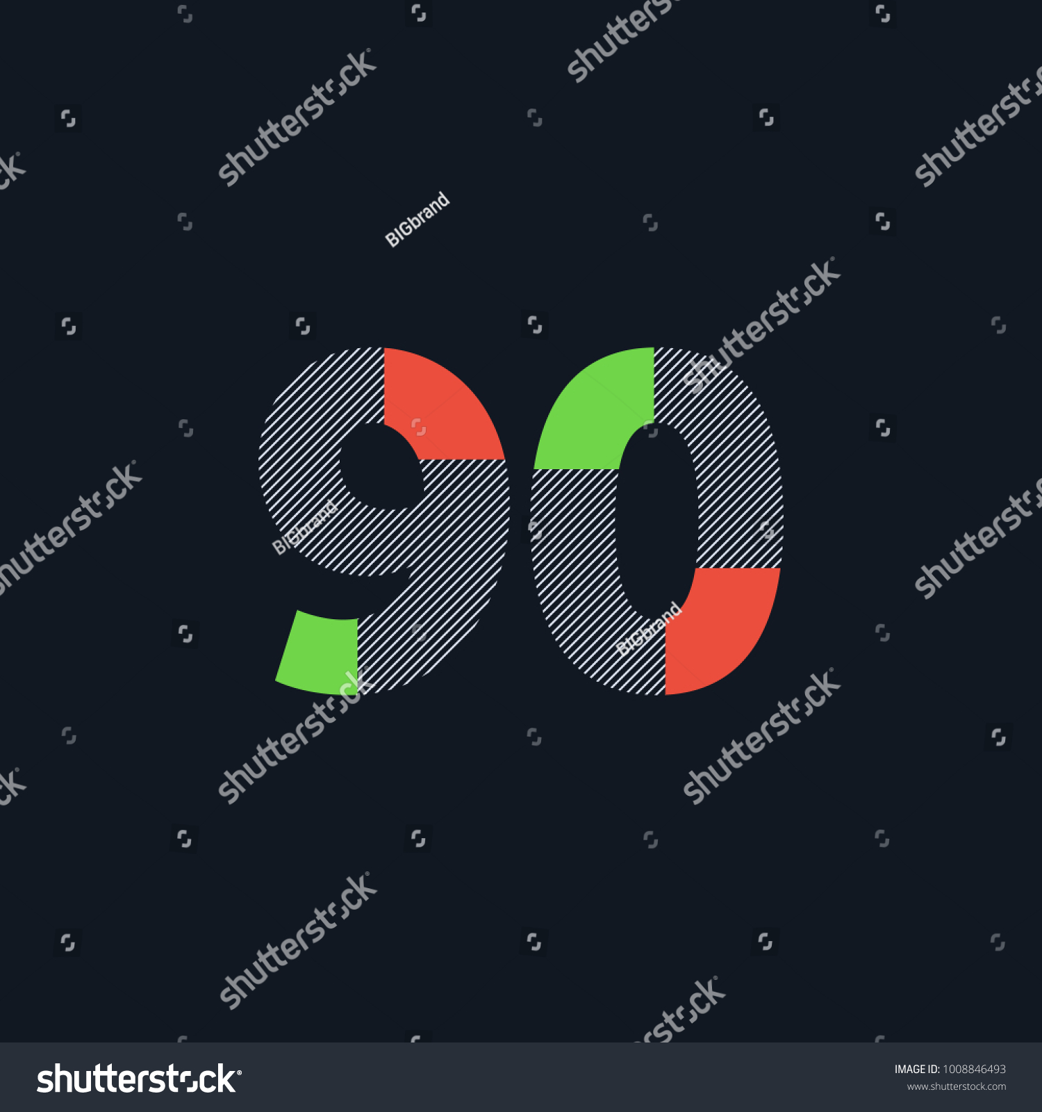 Number Ninety 90 Logo Icon Filled Stock Vector (Royalty Free ...