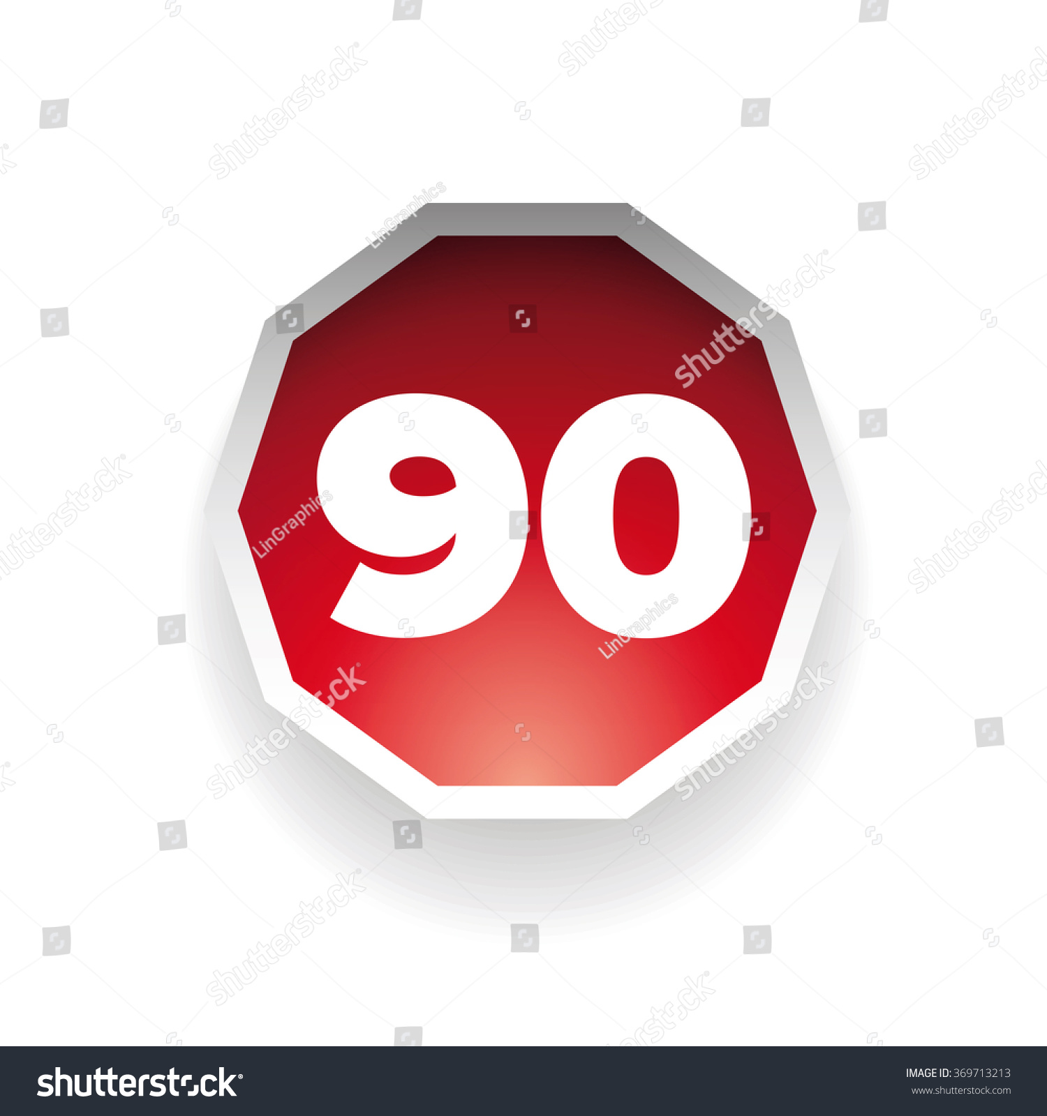 Number Ninety Vector Label Red Stock Vector (Royalty Free) 369713213 ...