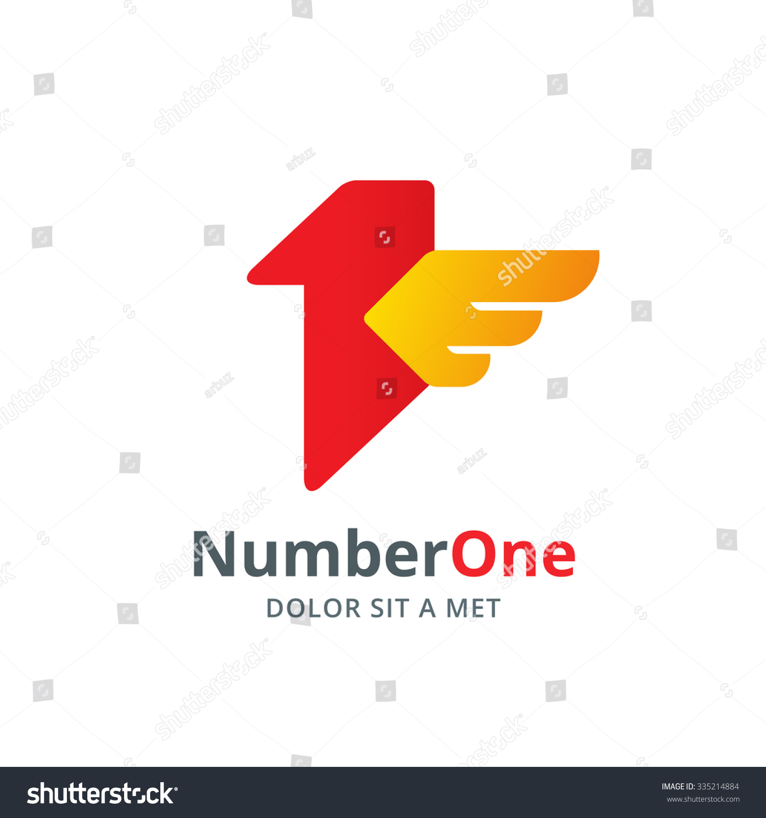 Number One 1 Bird Wing Logo Stock Vector (Royalty Free) 335214884