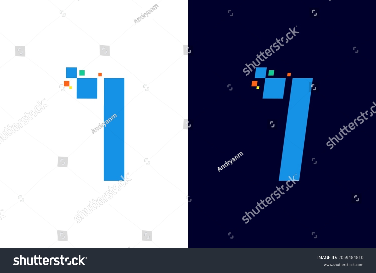 Number 1 Pixel Logo Design Digital Stock Vector (Royalty Free ...