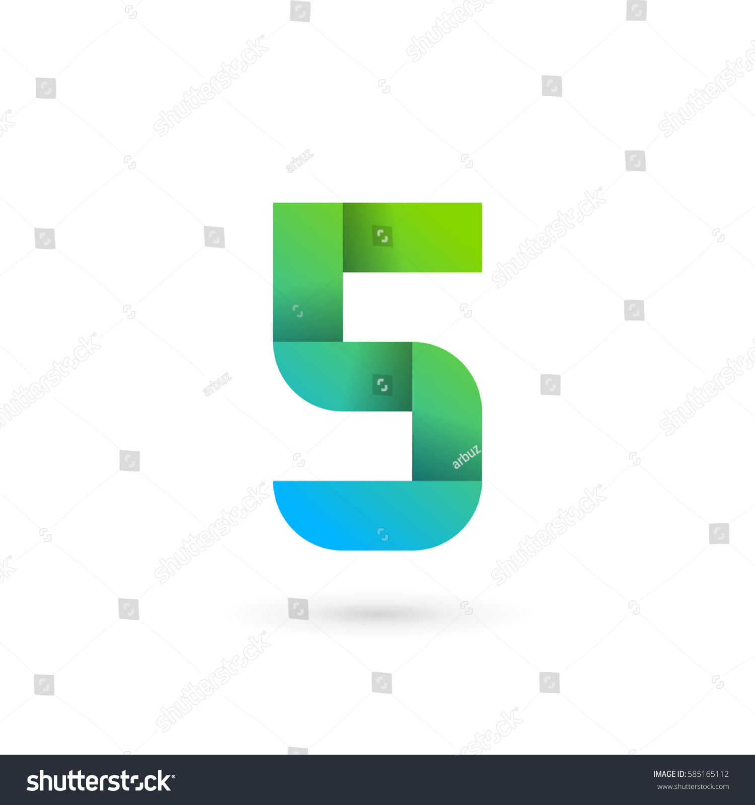 Number 5 Ribbon Logo Icon Design Stock Vector (Royalty Free) 585165112