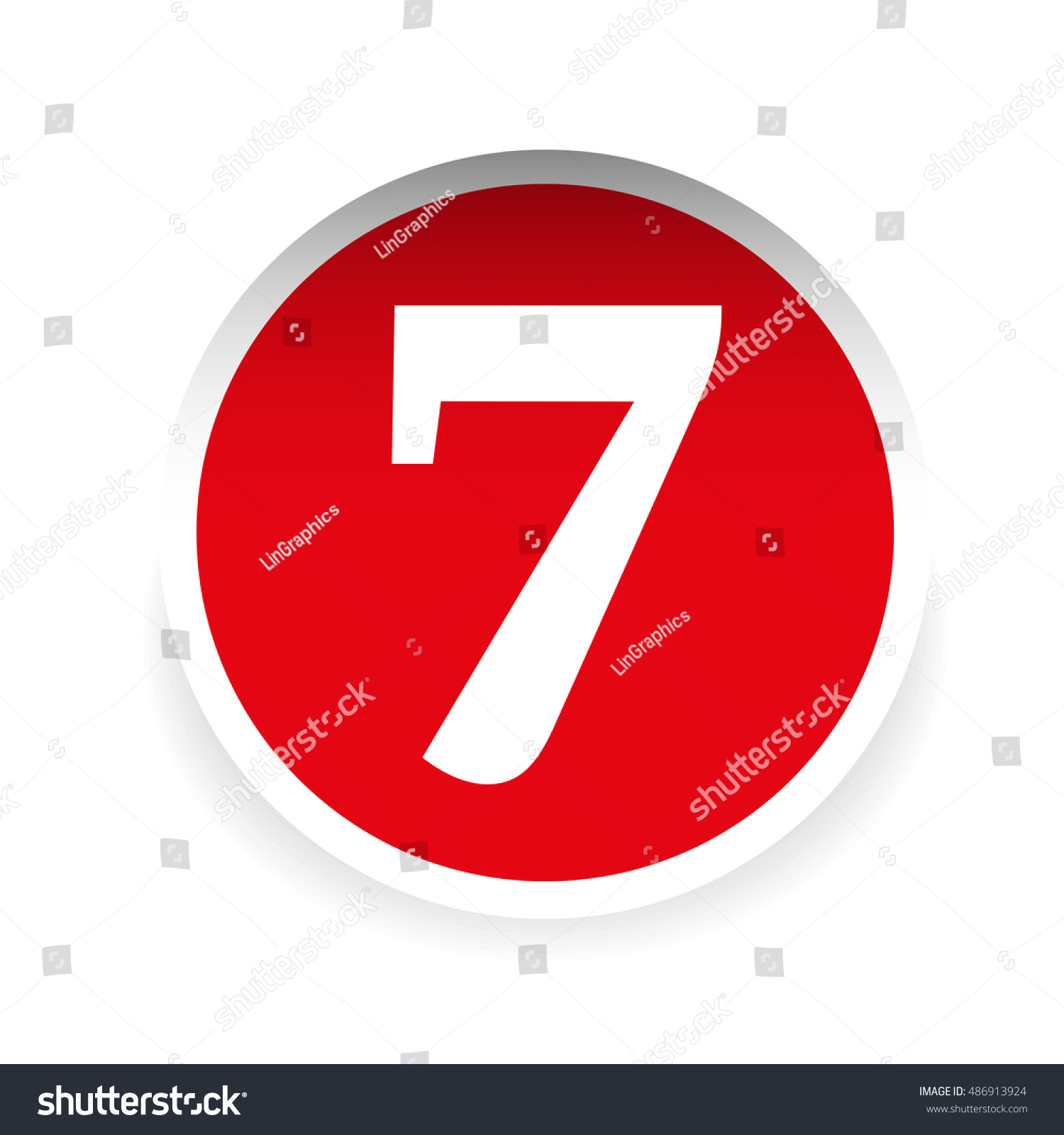 Number Seven Red Label Vector Stock Vector (Royalty Free) 486913924