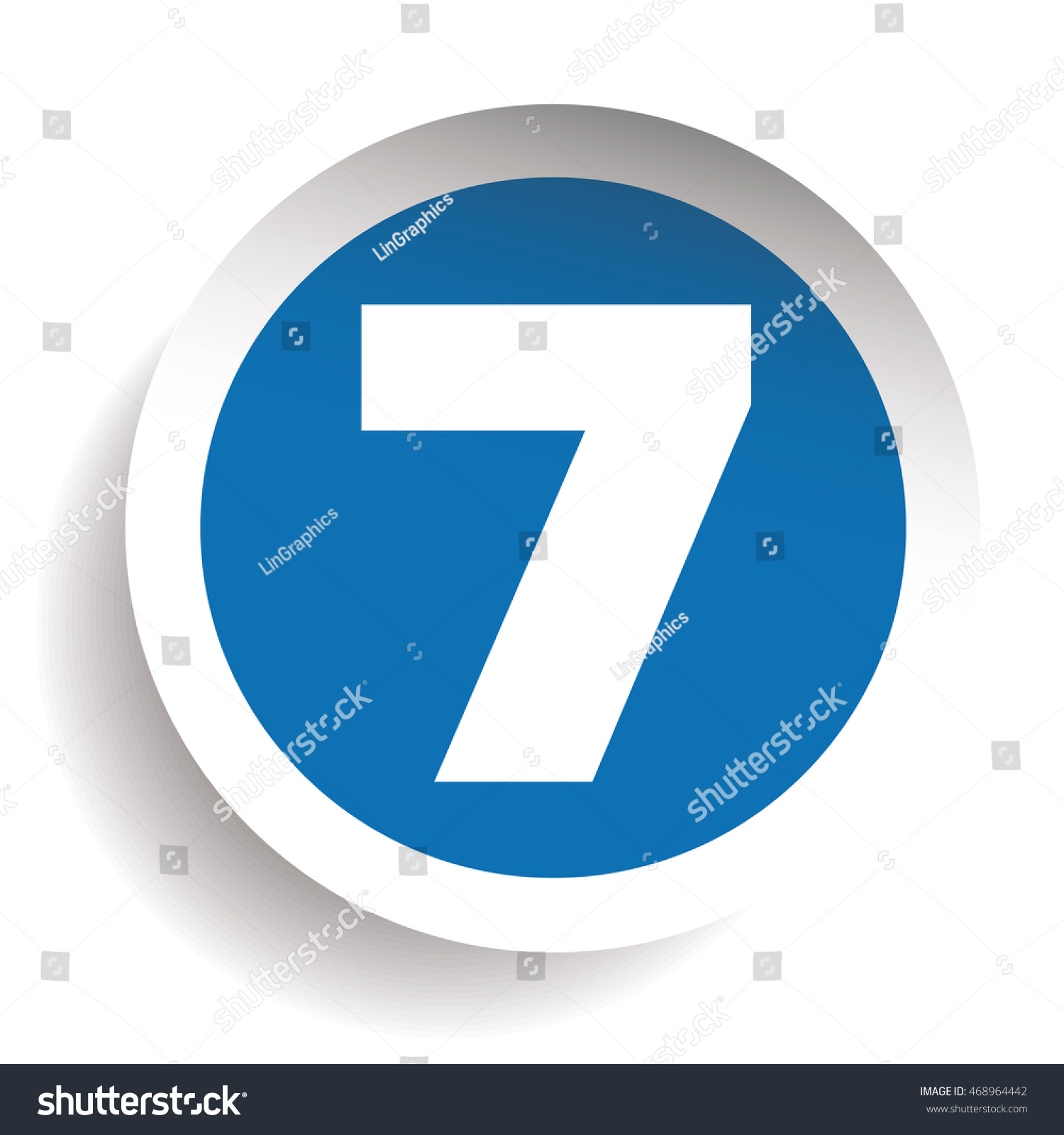 Number Seven Sticker Vector Blue Stock Vector (Royalty Free) 468964442 ...