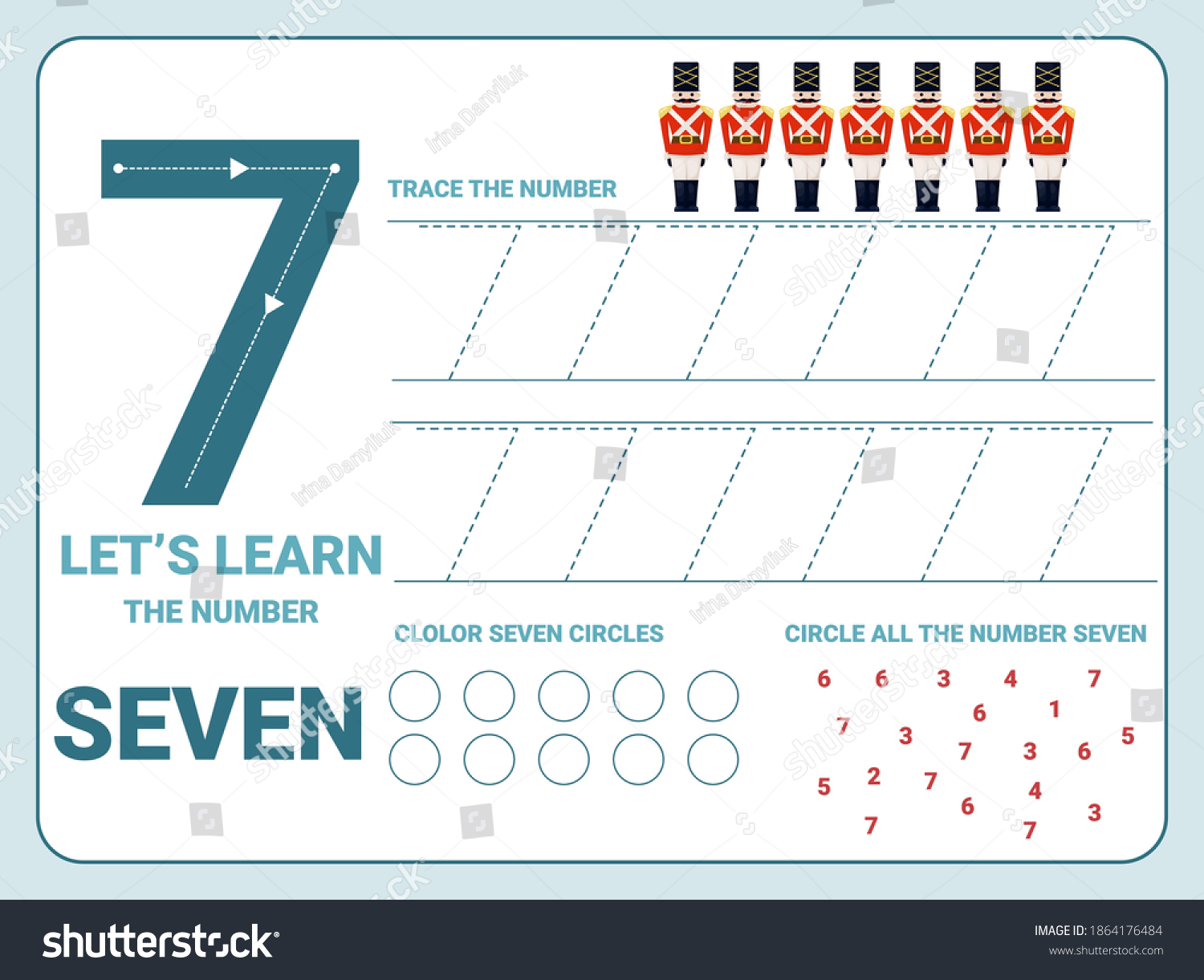 Number Seven Tracing Practice Worksheet 7 Stock Vector (Royalty Free ... Number Seven Tracing Practice Worksheet 7 Stock Vector (Royalty Free ...
