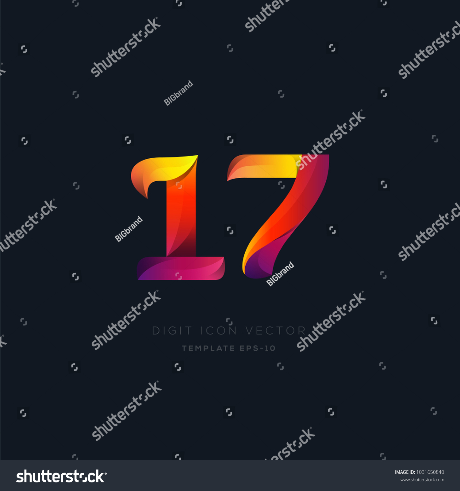 Number 17 Seventeen Multi Colour Digit Stock Vector (Royalty Free ...