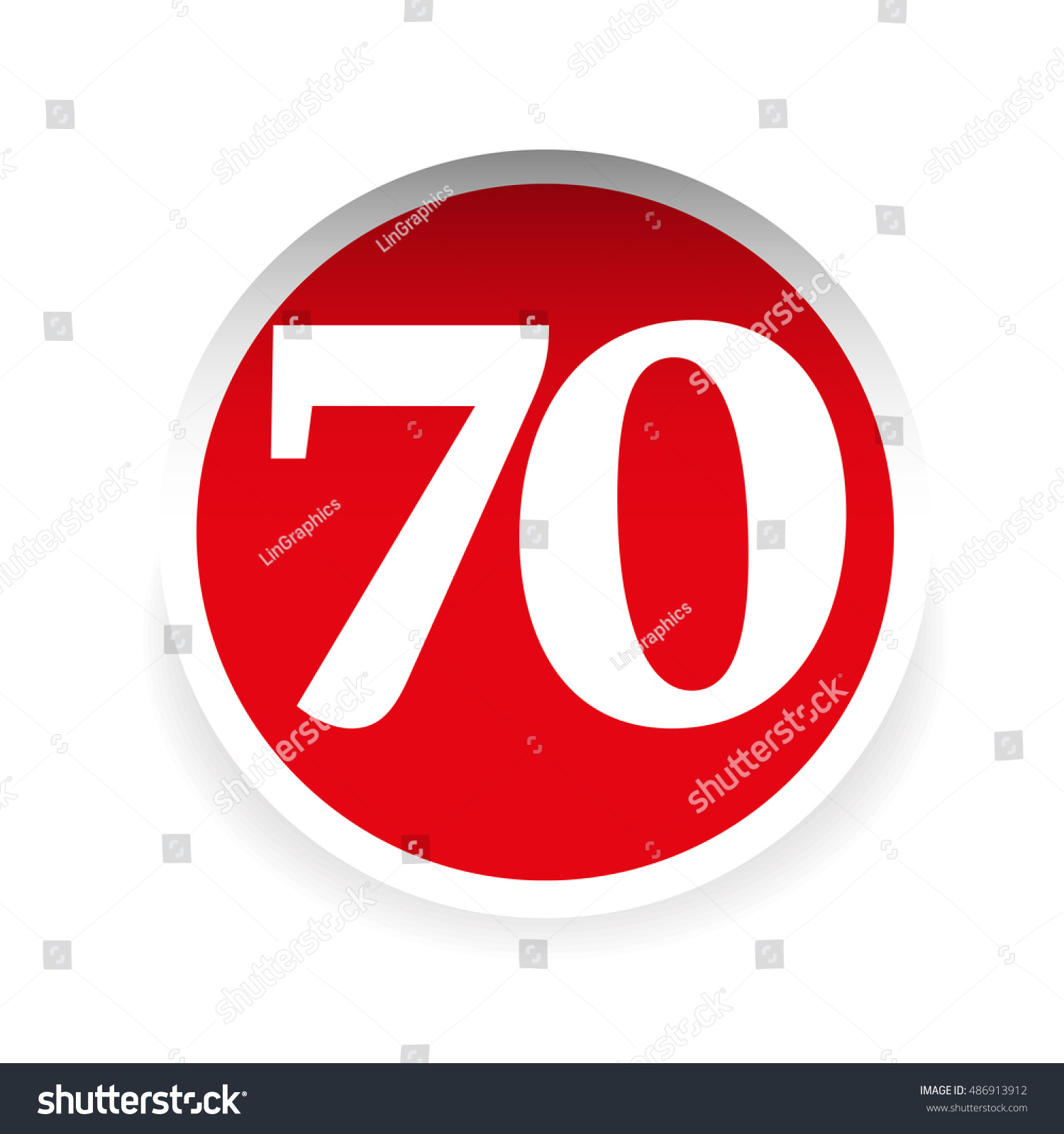 Number Seventy Red Label Vector Stock Vector (Royalty Free) 486913912