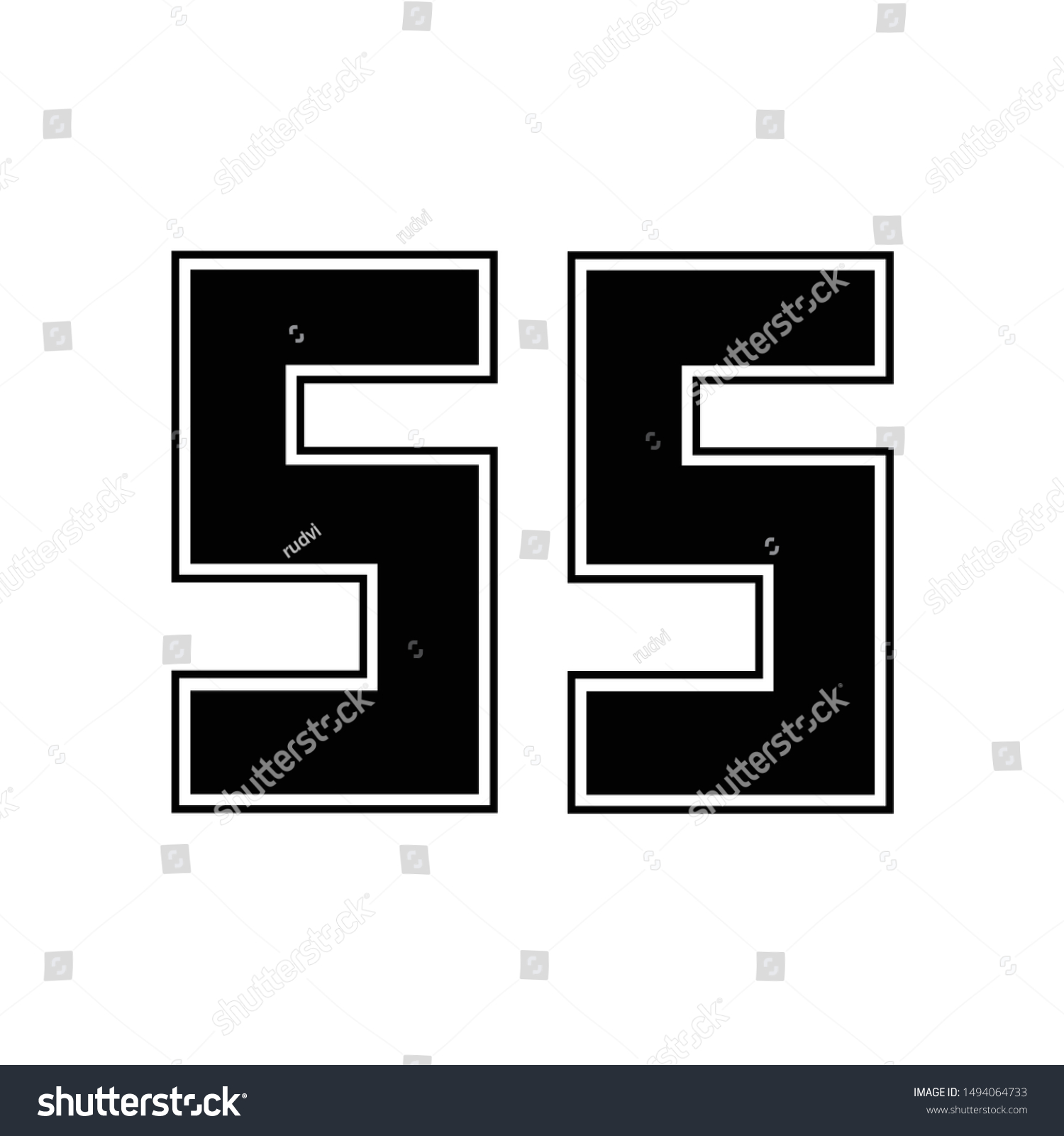 Number 55 Shape Template Vector Isolated Stock Vector (Royalty Free ...