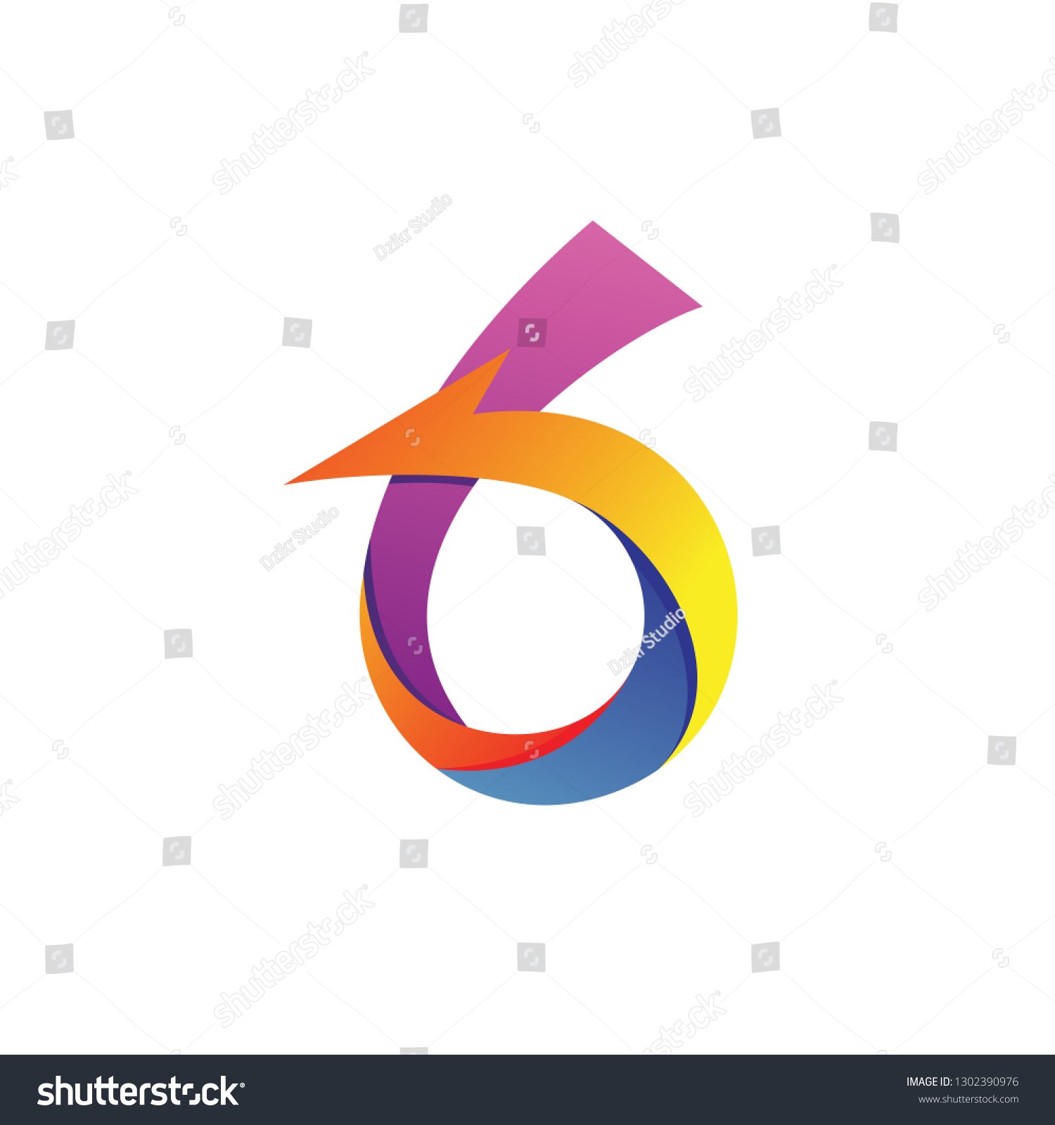 Number Six Arrow Logo Vector Stock Vector (Royalty Free) 1302390976 ...