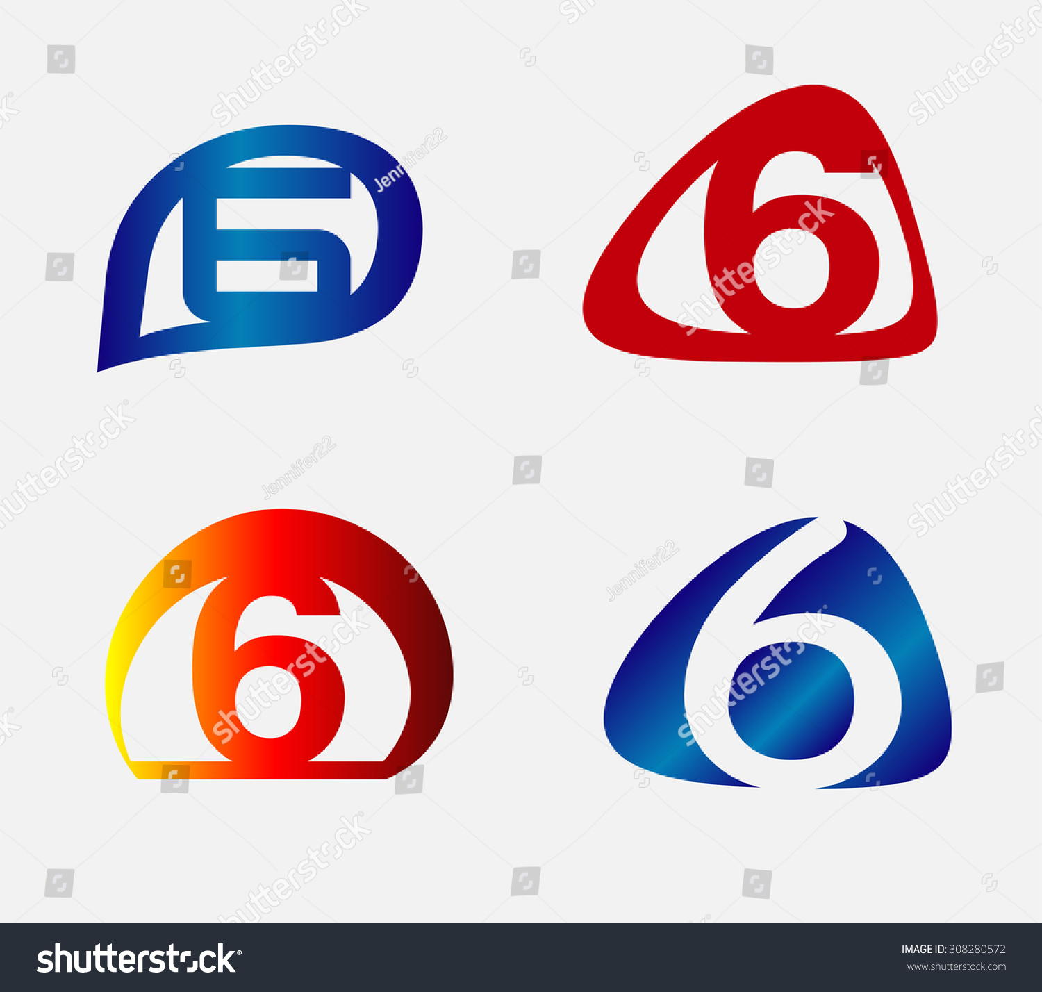 Number Six 6 Logo Icon Set: vector de stock (libre de regalías ...