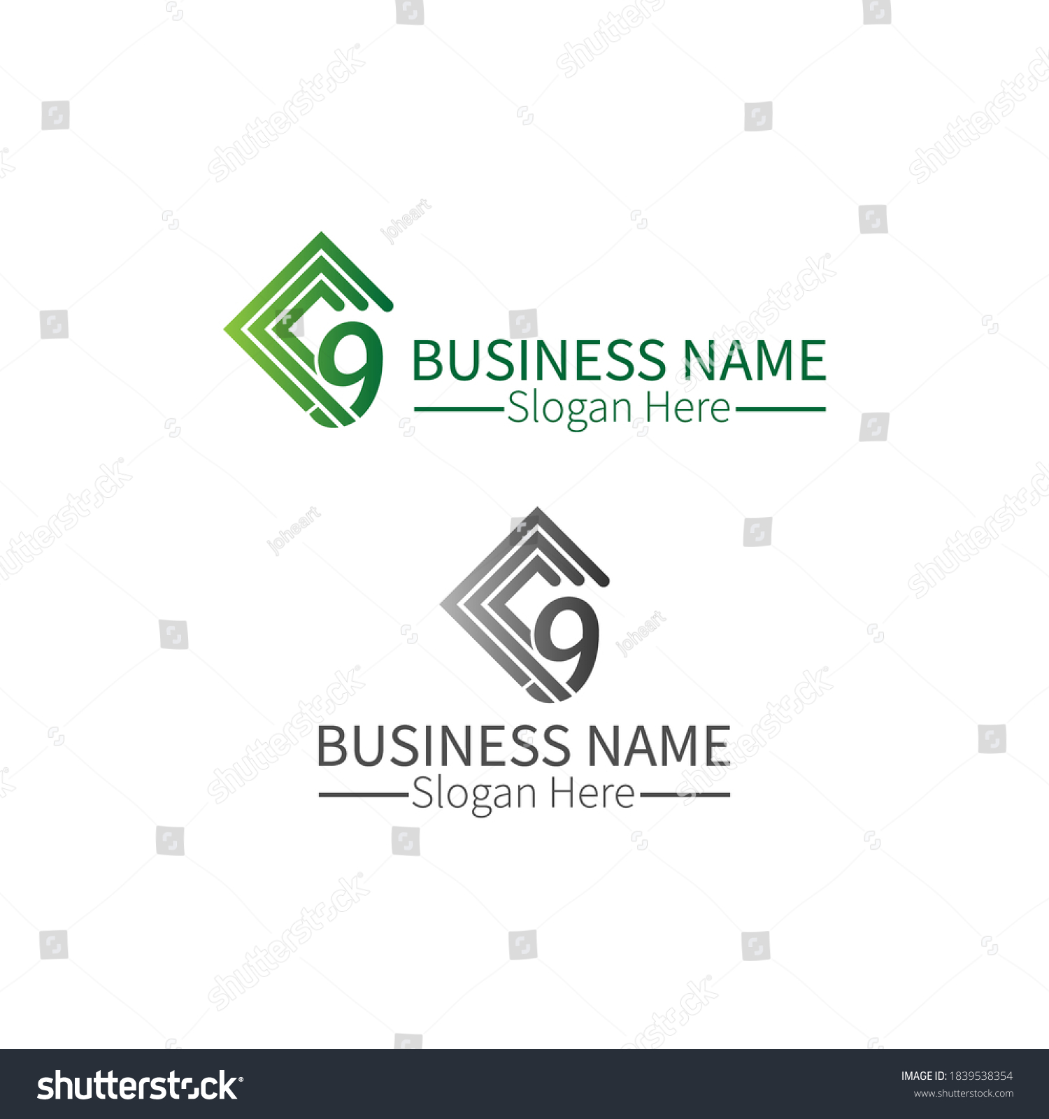 Number 9 Square Logo Icon Concept Stock Vector (Royalty Free ...