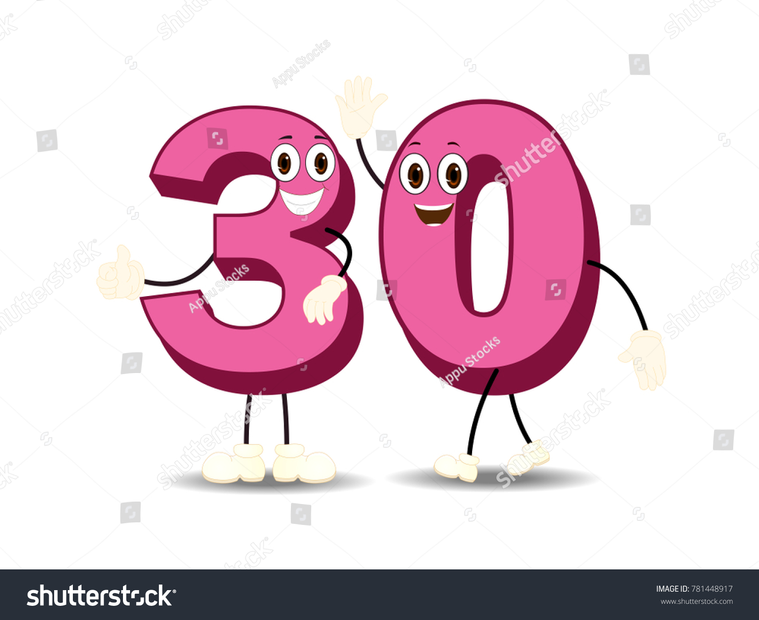 Number Thirty Cartoon Vector Image: vector de stock (libre de regalías ...
