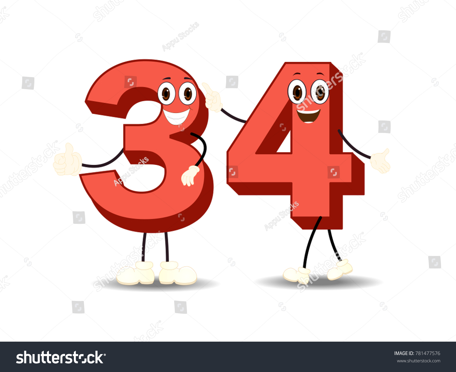 Number Thirty Four Cartoon Vector Image Stock Vector (Royalty Free ...