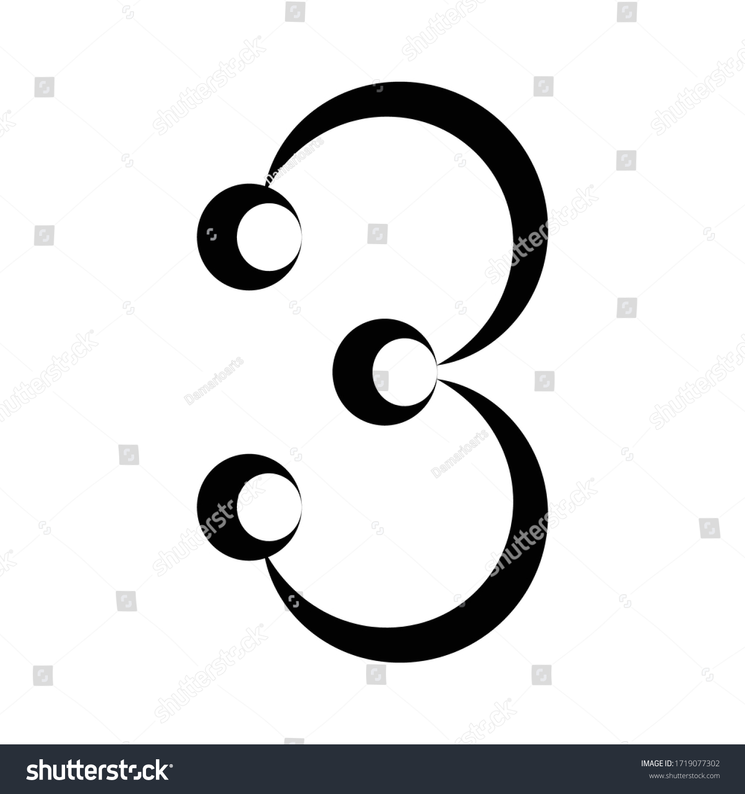 Number Three Logo Icon Design Stock Vector (Royalty Free) 1719077302 ...