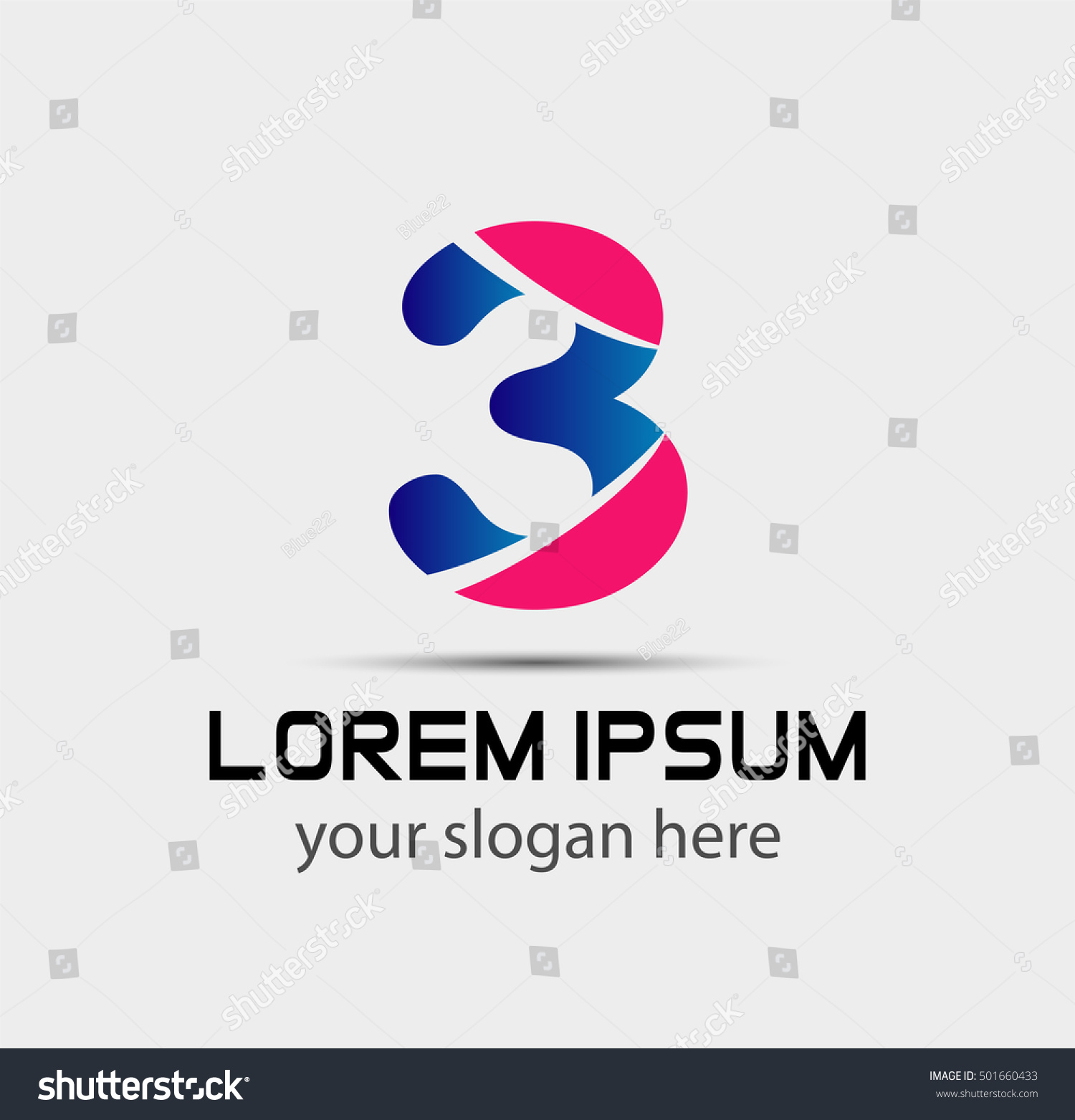 Number Three 3 Logo Symbol Design Stock Vector (Royalty Free) 501660433 ...