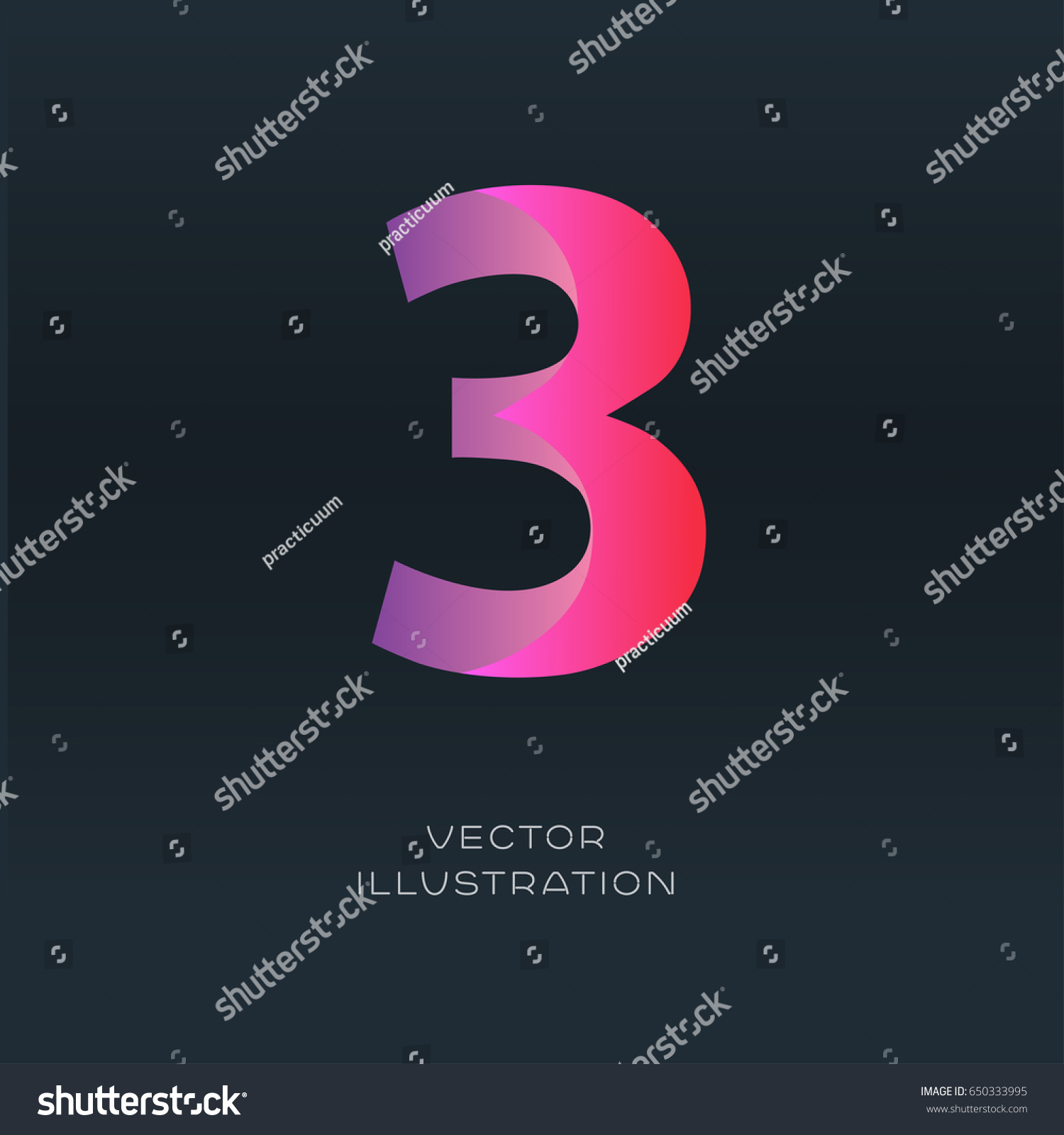 Number Three Logo Vector Gradient Font Stock Vector (Royalty Free ...