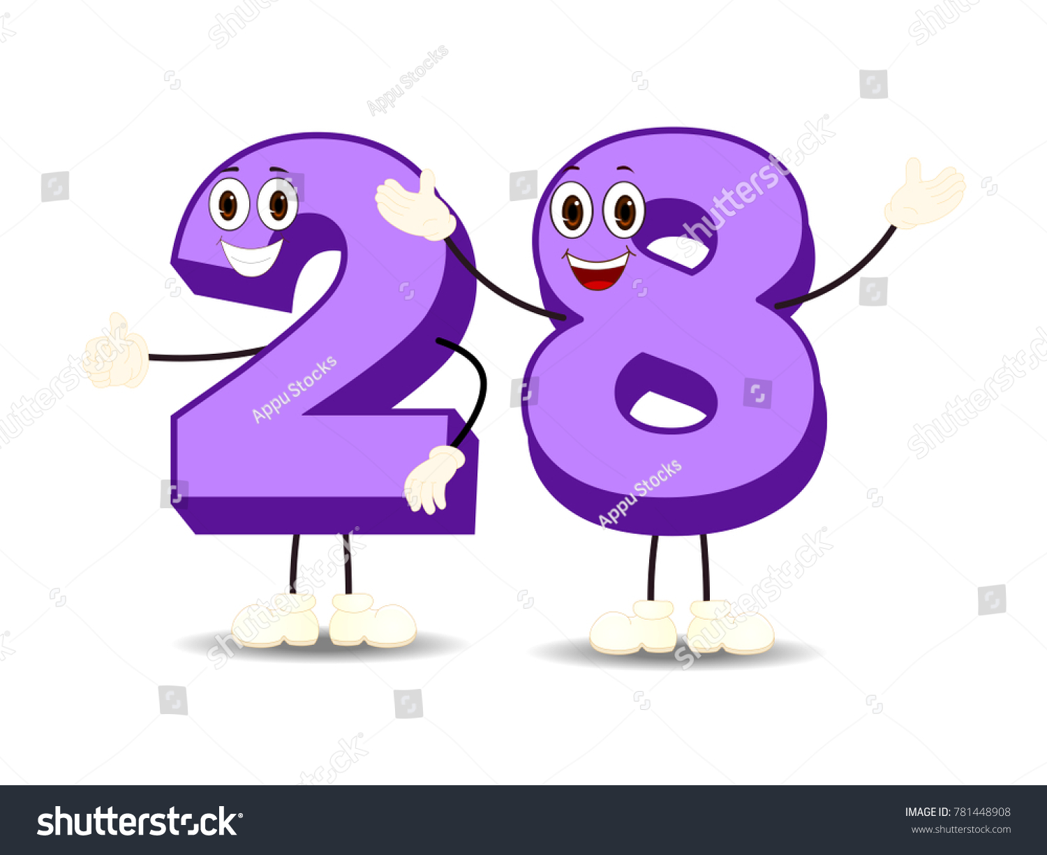 「Number Twenty Eight Cartoon Vector Image」のベクター画像素材（ロイヤリティフリー ...