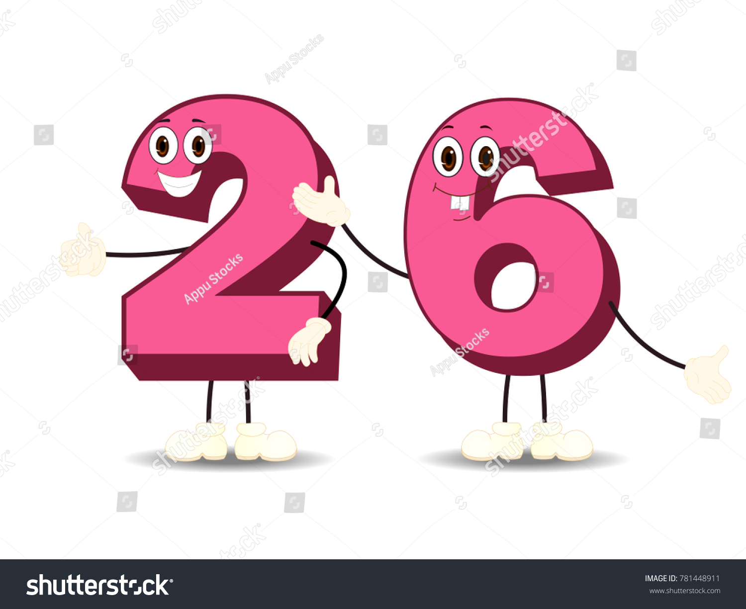 Number Twenty Six Cartoon Vector Image 스톡 벡터(로열티 프리) 781448911 ...