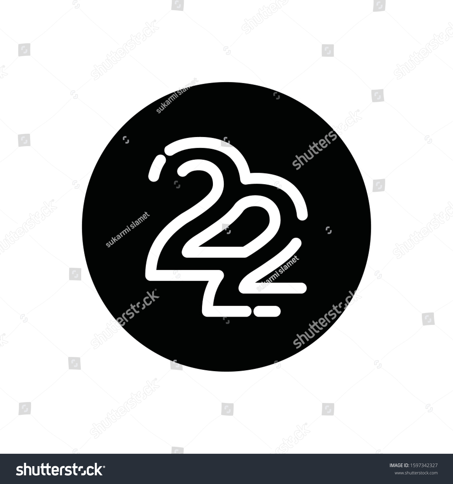 Number Twenty Two Digit 22 Logo Stock Vector (Royalty Free) 1597342327