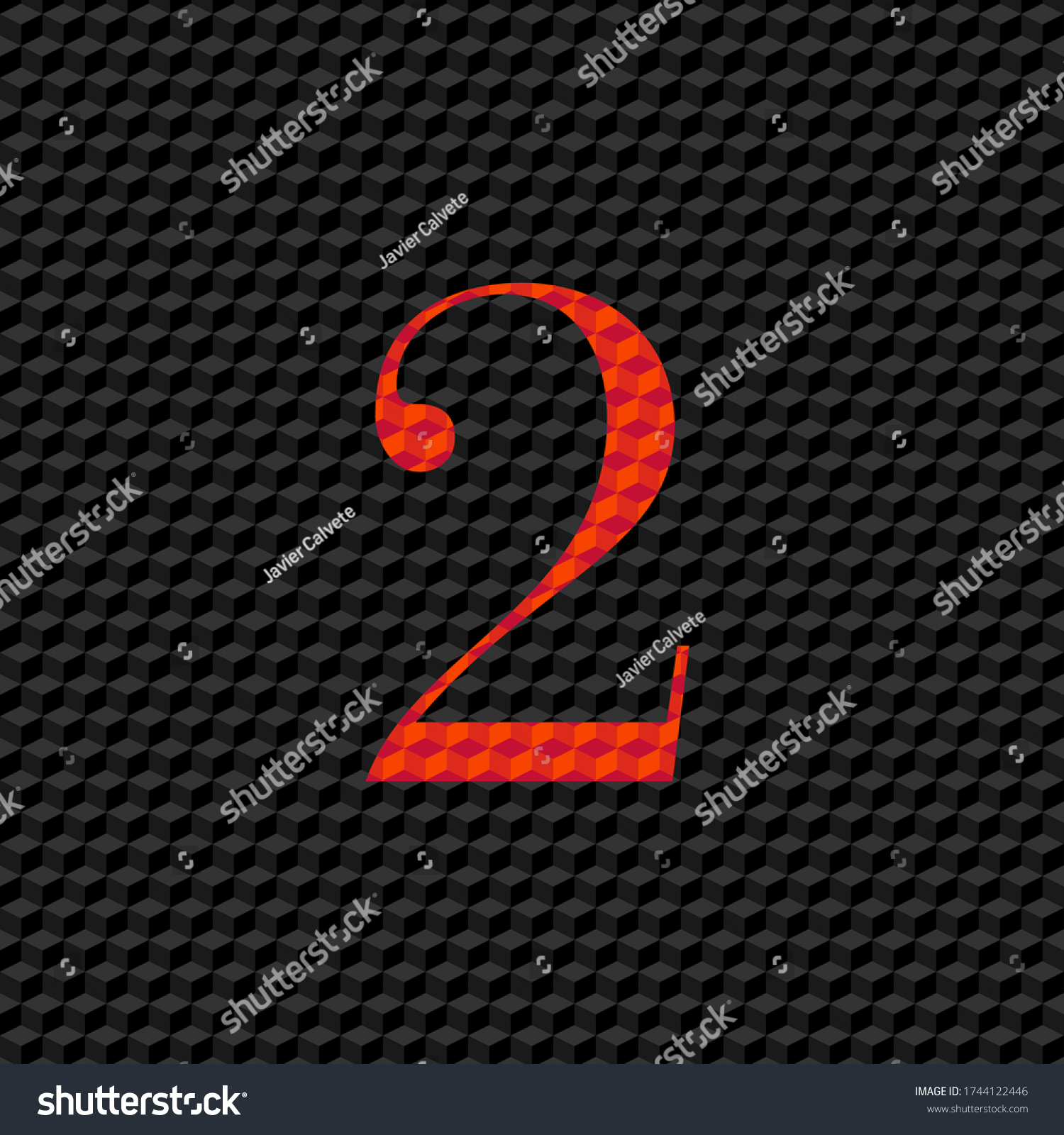 Number Two 2 Red Ribbed Texture Stock Vector (Royalty Free) 1744122446 ...