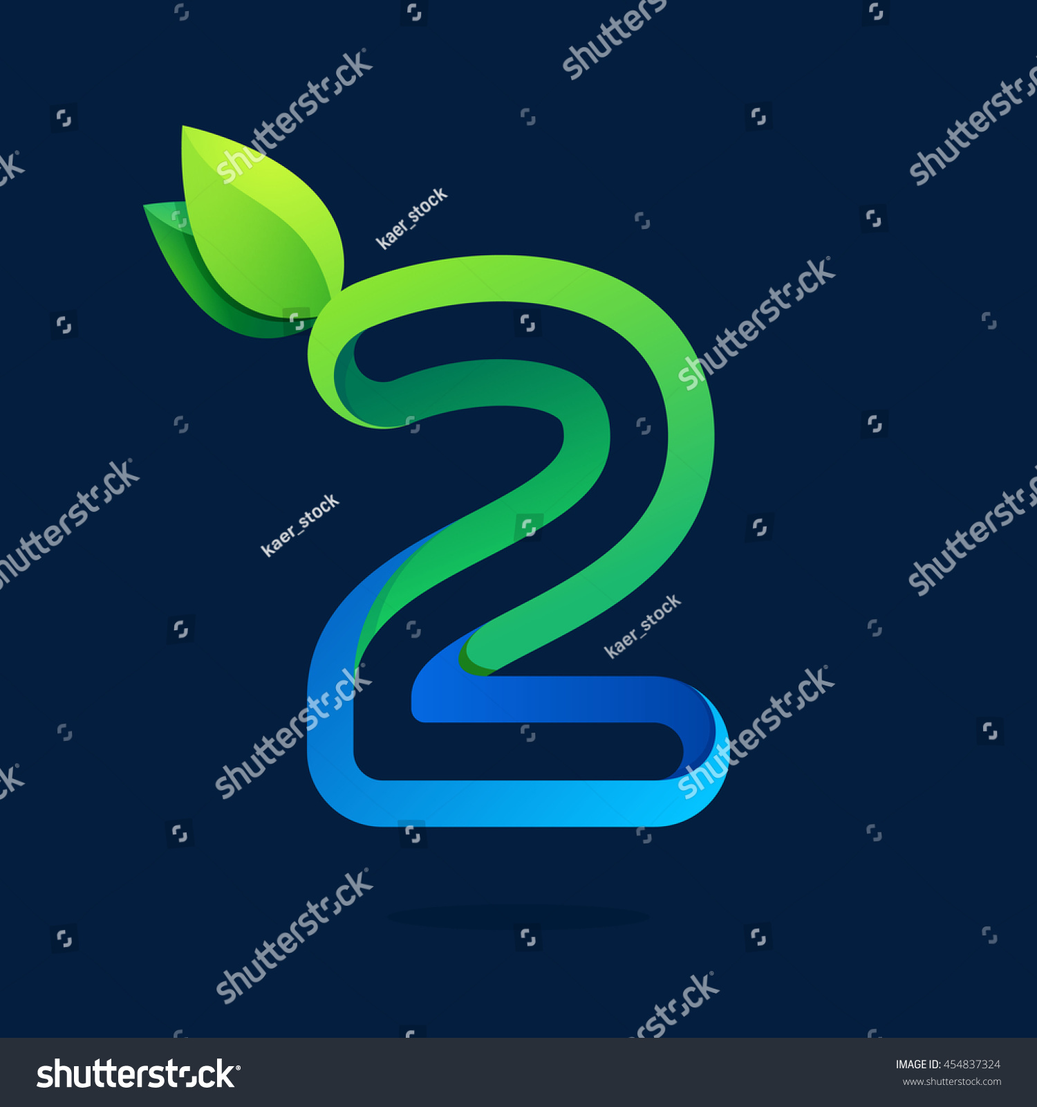 Number Two Logo Green Leaves Vector Stock Vector (Royalty Free ...