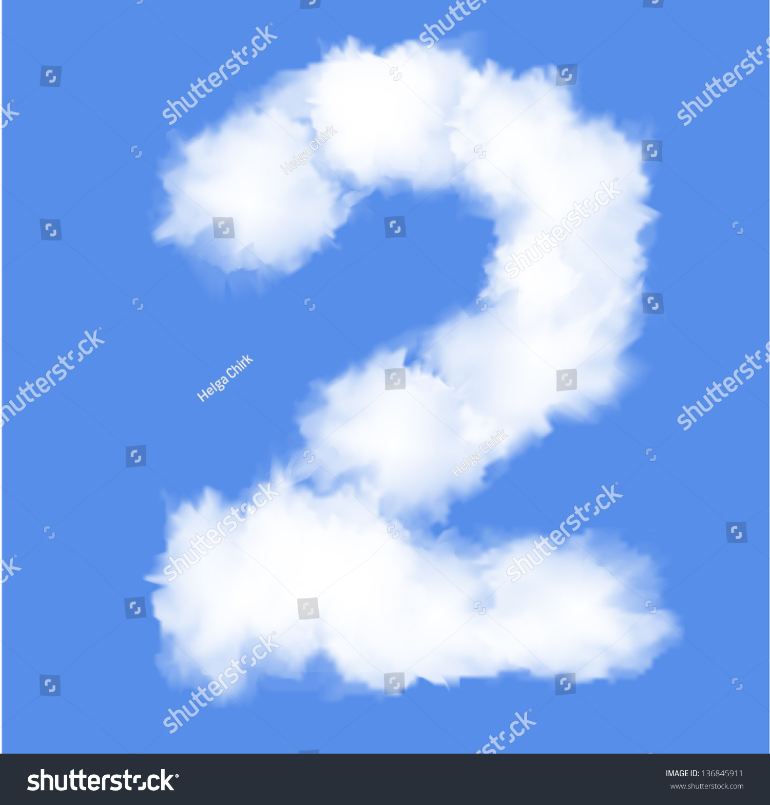 Number Two Clouds Written Numeral Vector Stock Vector (Royalty Free ...