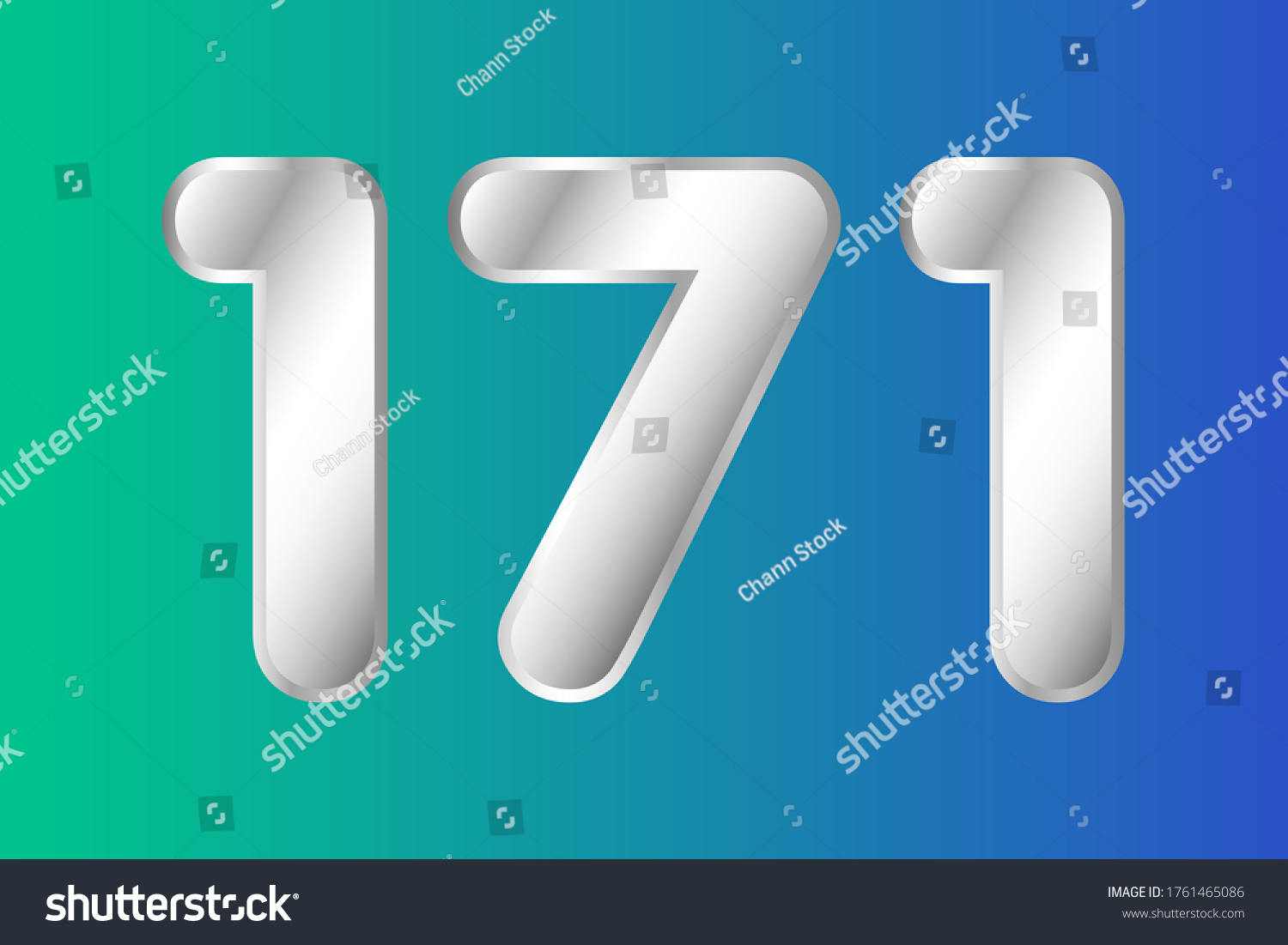 Number 171 Vector Silver Gradient Style Stock Vector (Royalty Free ...