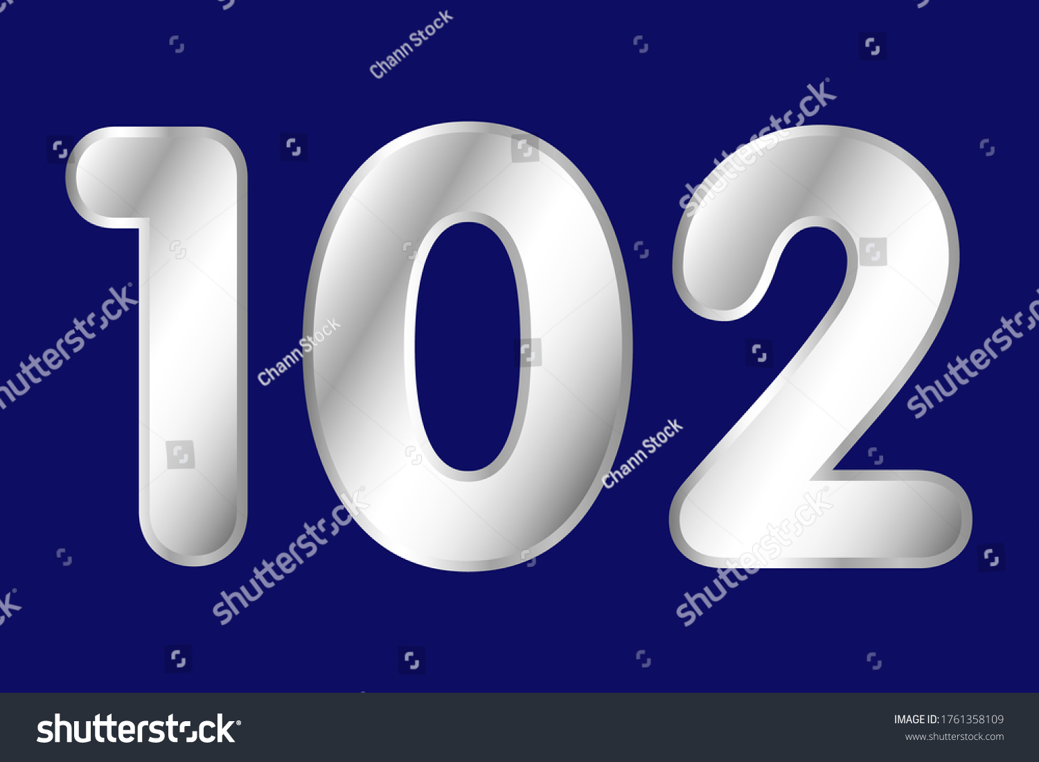 Number 102 Vector Silver Style Eps10 Stock Vector (Royalty Free ...